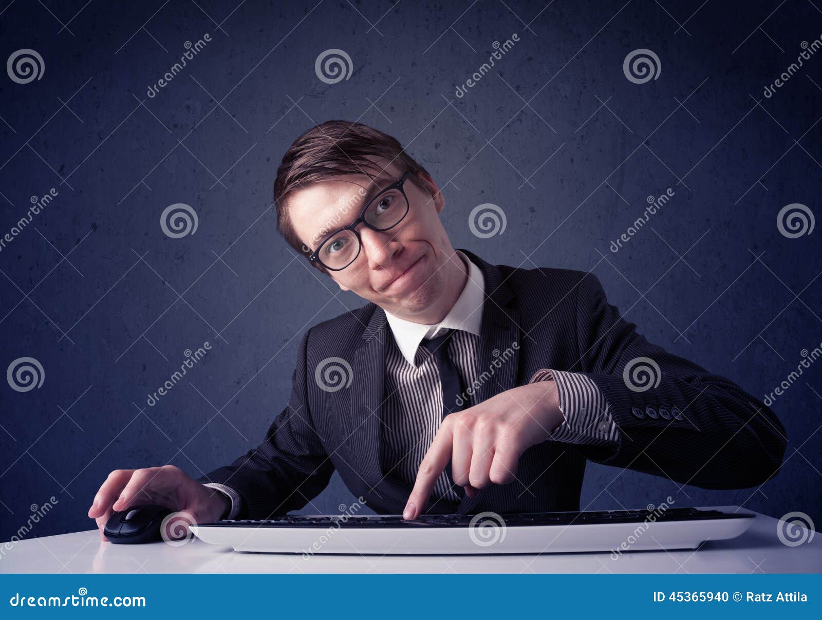 Hacker Working with Keyboard on Blue Background Stock Photo - Image of ...