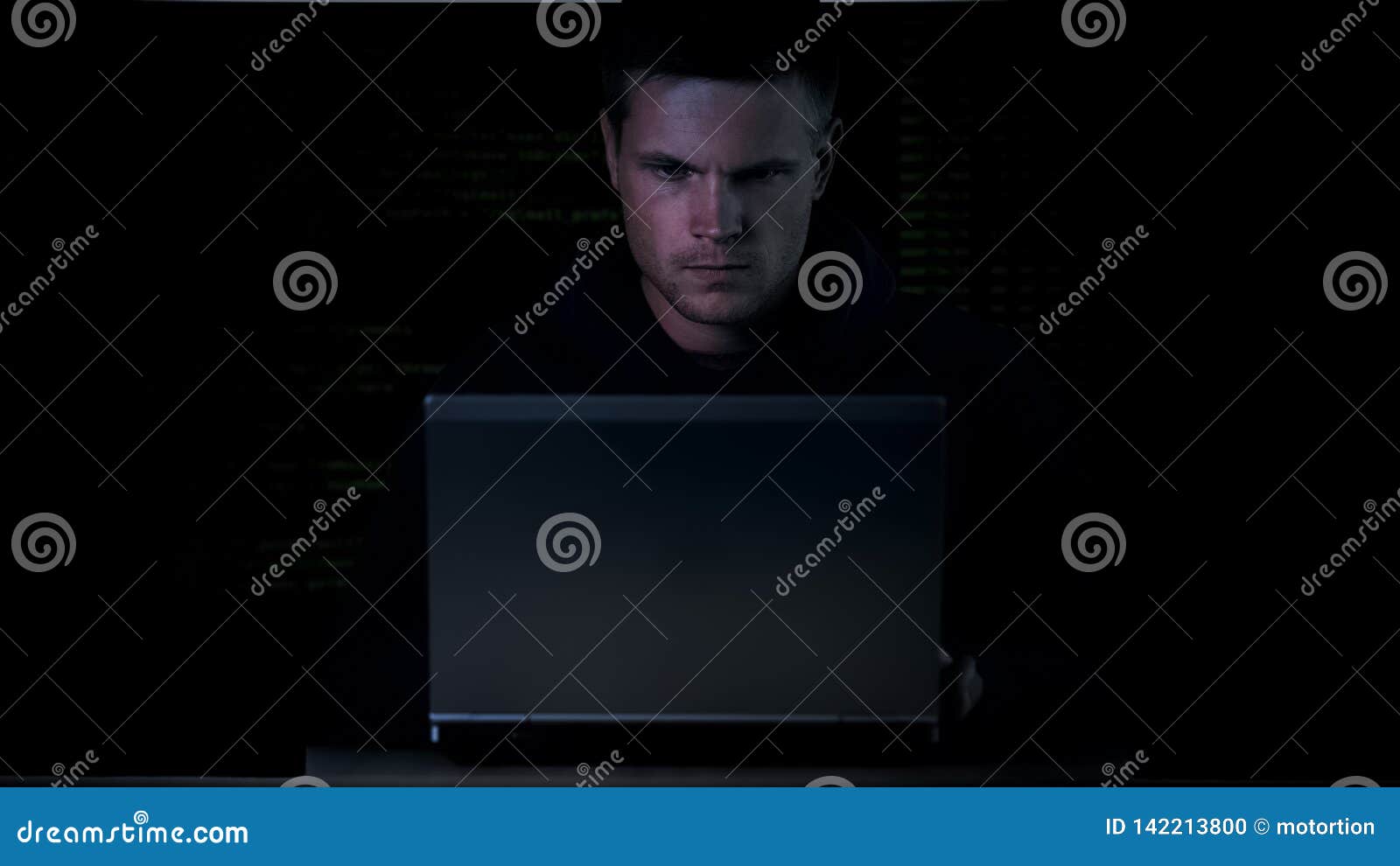 Hacker Working on Laptop and Braking System Security, Server Attack ...