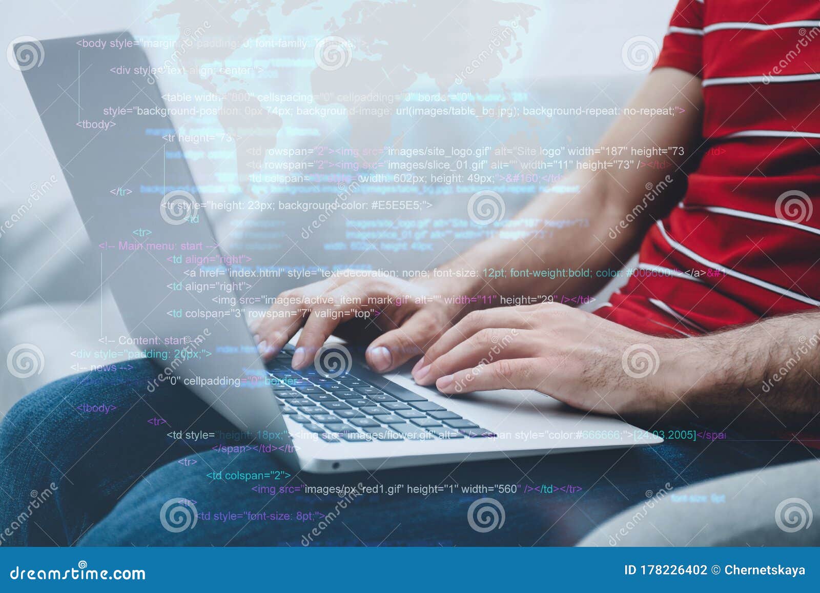 Hacker Working with Laptop Indoors. Cyber Attack Stock Photo - Image of ...