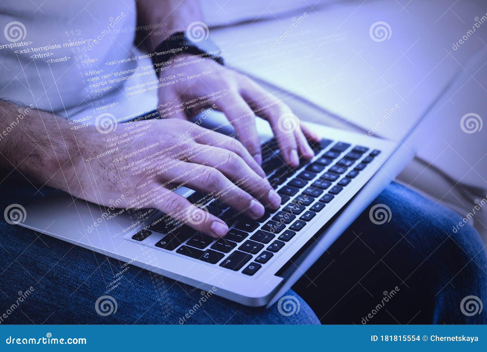 Hacker Working with Laptop Indoors. Cyber Attack Stock Photo - Image of ...
