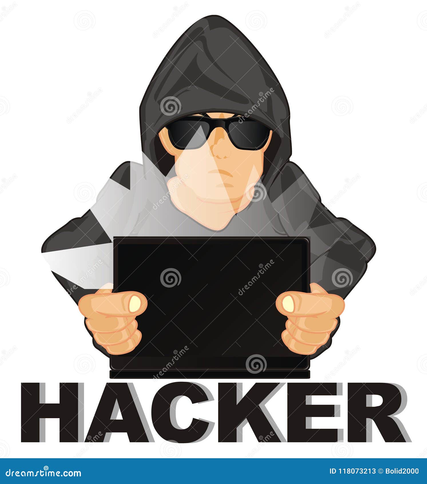 Hacker and large letters stock illustration. Illustration of name ...