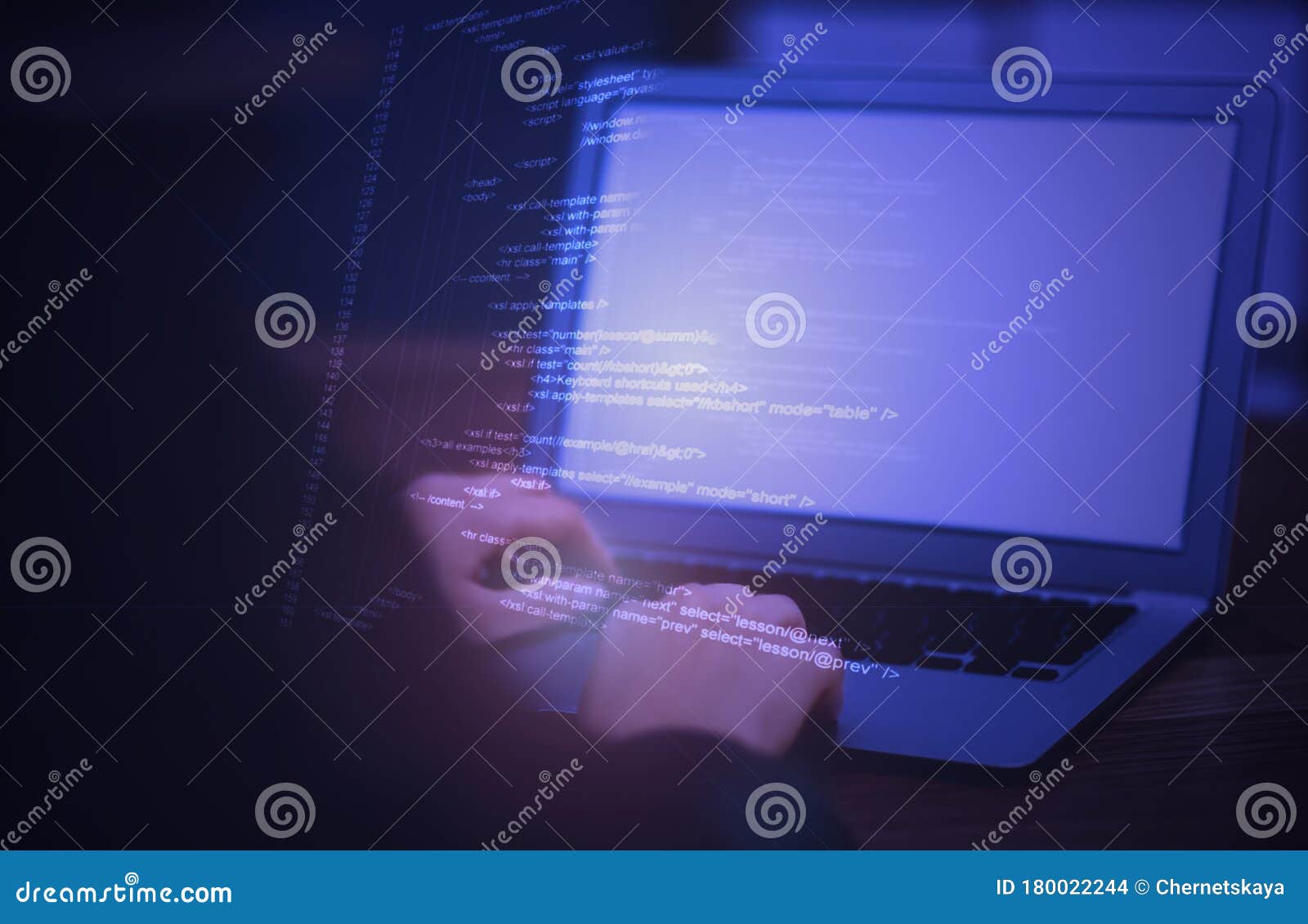 Hacker Working with Laptop at Table. Cyber Attack Stock Photo - Image ...