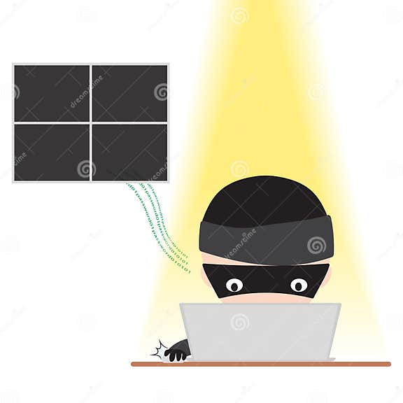 Hacker Working on Notebook with Internet and Try To Hack Password Data ...