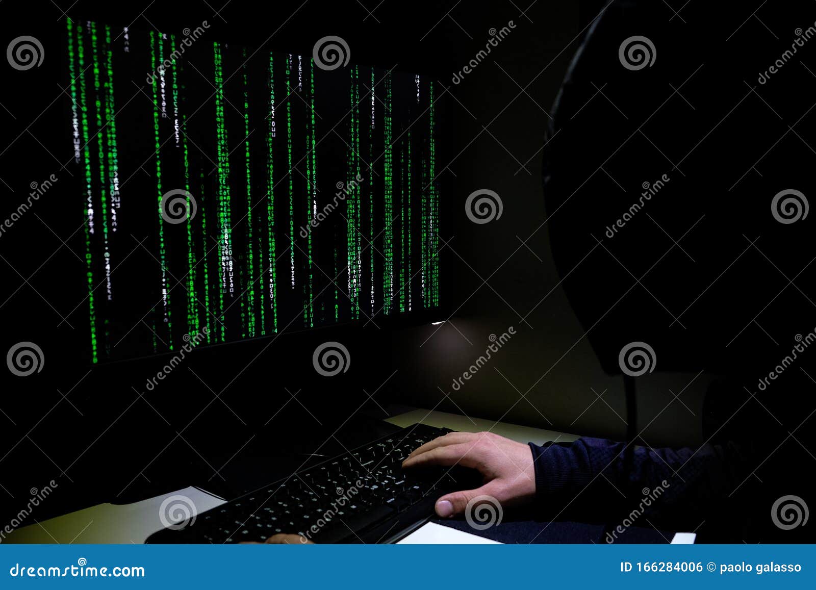 Hacker Working on Pc Privacy Data Decript, Cyber Web Securit,matrix ...