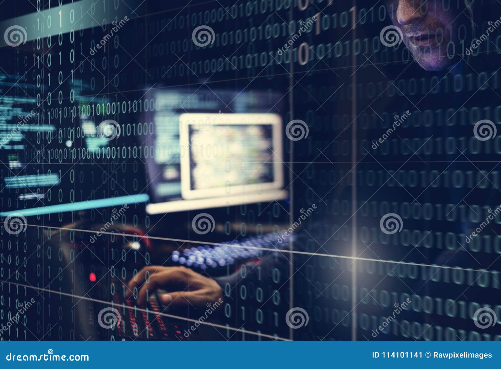 Hacker Working Using Computer with Codes Stock Image - Image of code ...