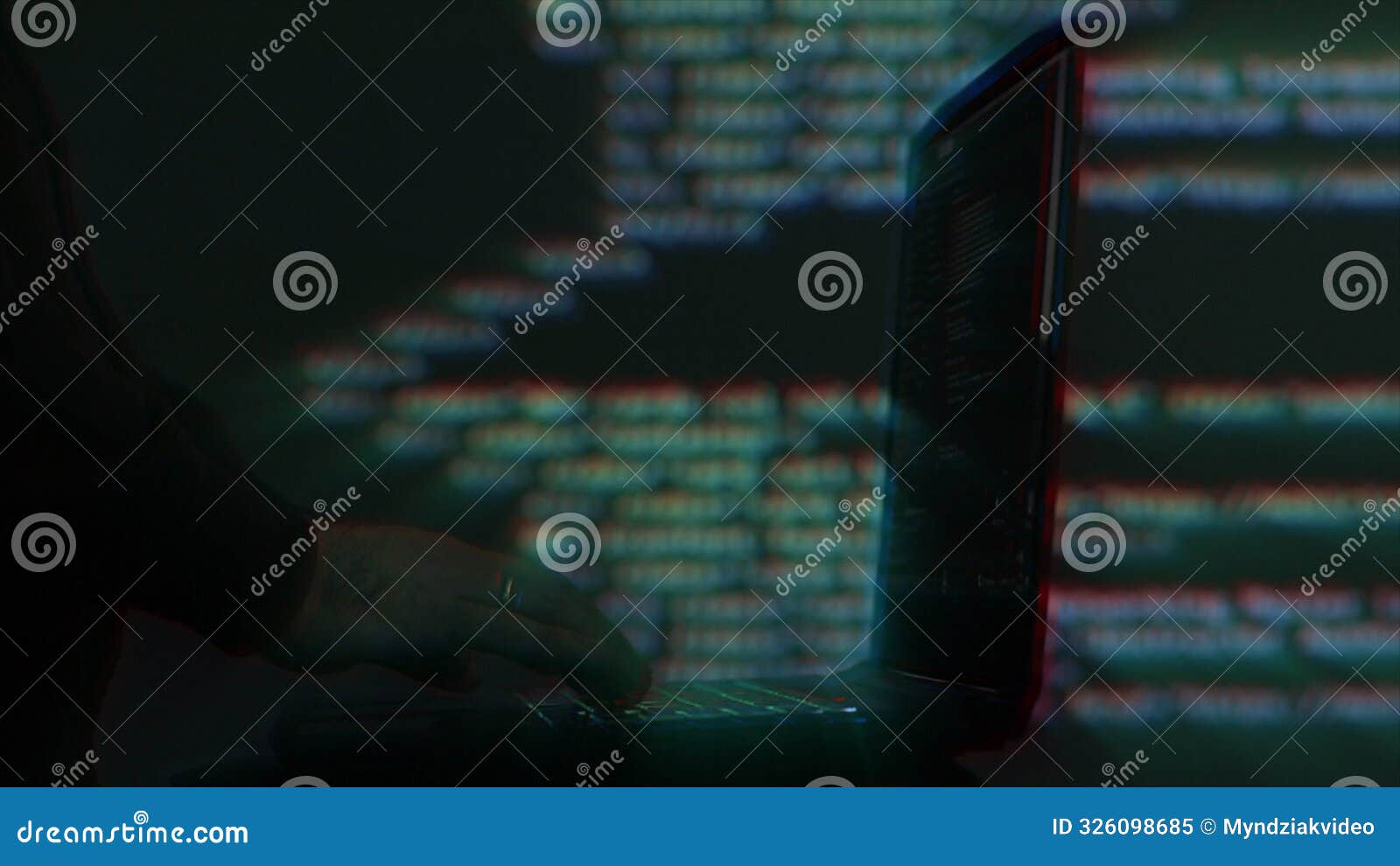 Hacker Writing Code Cracking Computer Programming Code In The