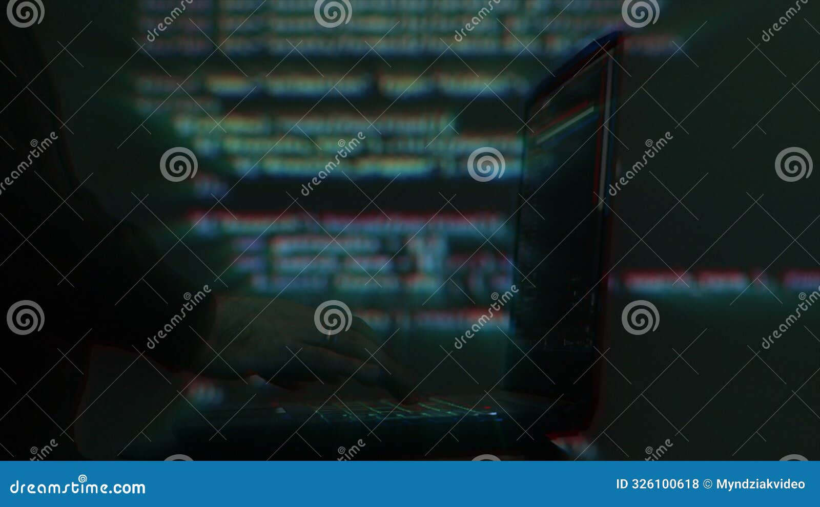 Hacker Writing Code Cracking Computer. Programming Code In The ...