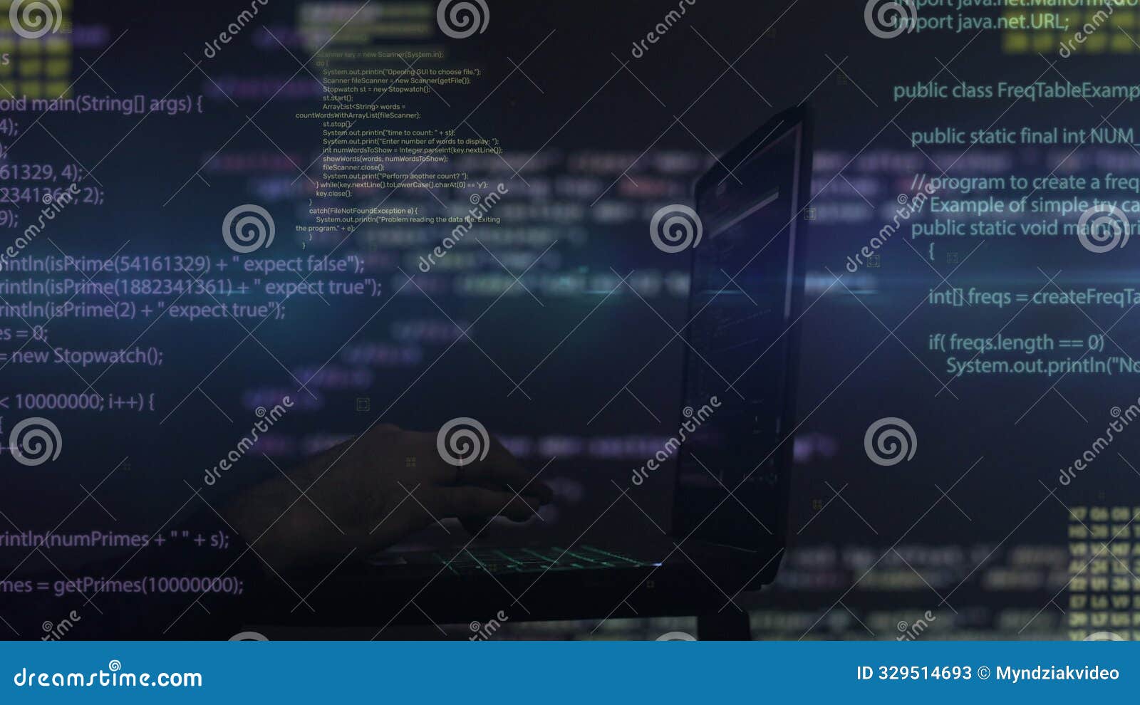 Hacker Writing Code Cracking Computer Programming Code In The
