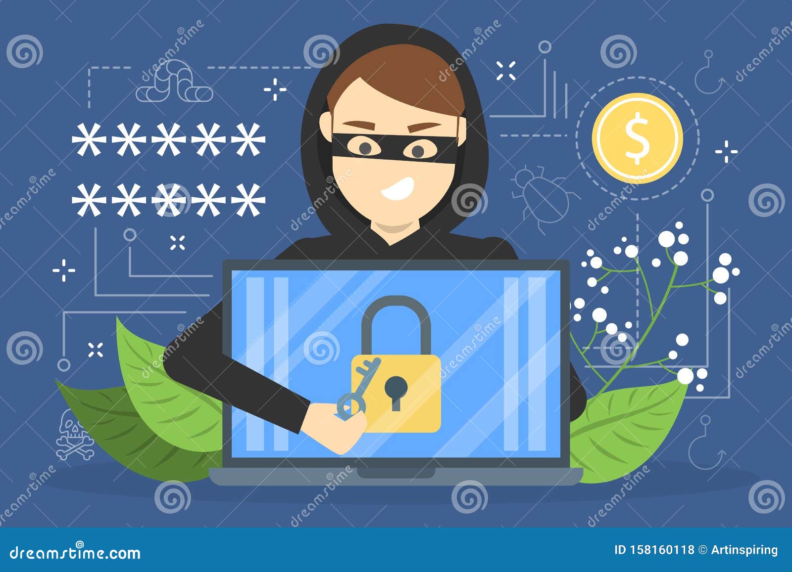 Hackerkonzept Stechen Digitaler Daten Vom Computer Vektor Abbildung ...