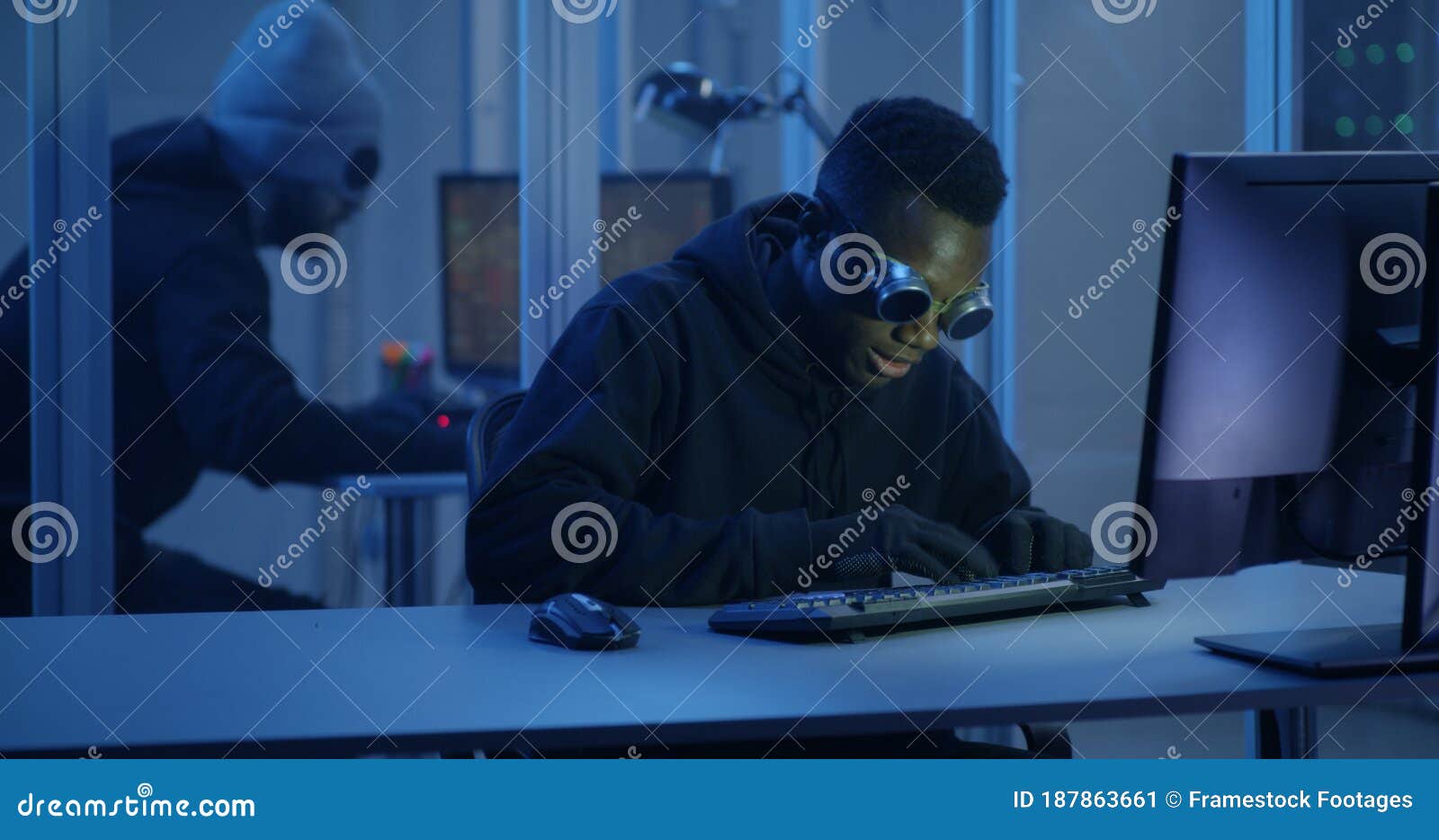 Hackers Breaking into a Data Center Stock Image - Image of coding ...