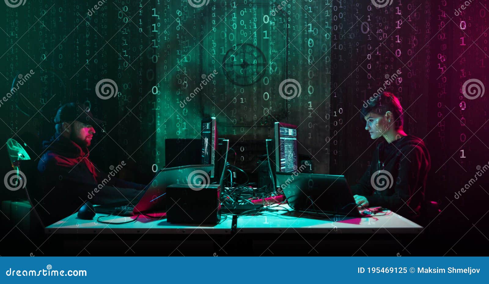 Hackers are Breaking Server Using Computers. Cybercrime Concept. Stock ...