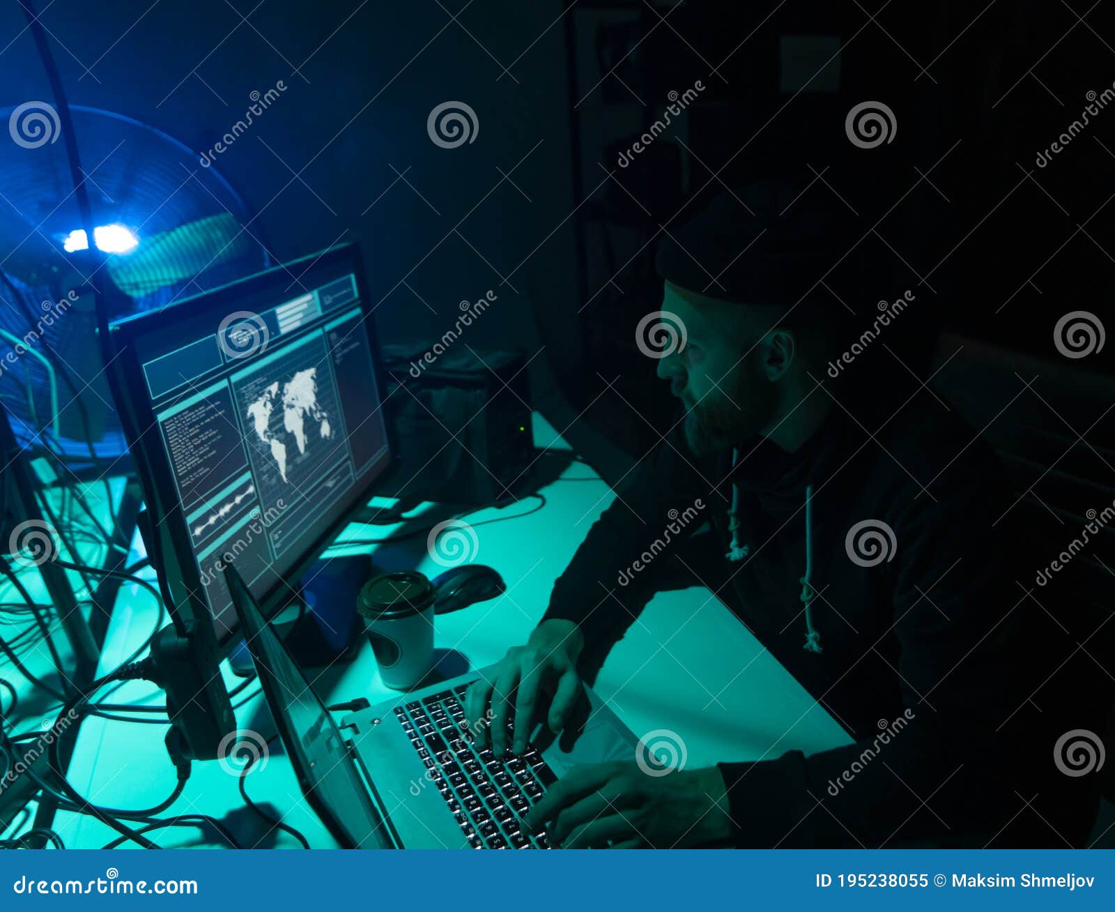 Hackers Breaking Into A Computer System. A Laptop With Codes To Break ...