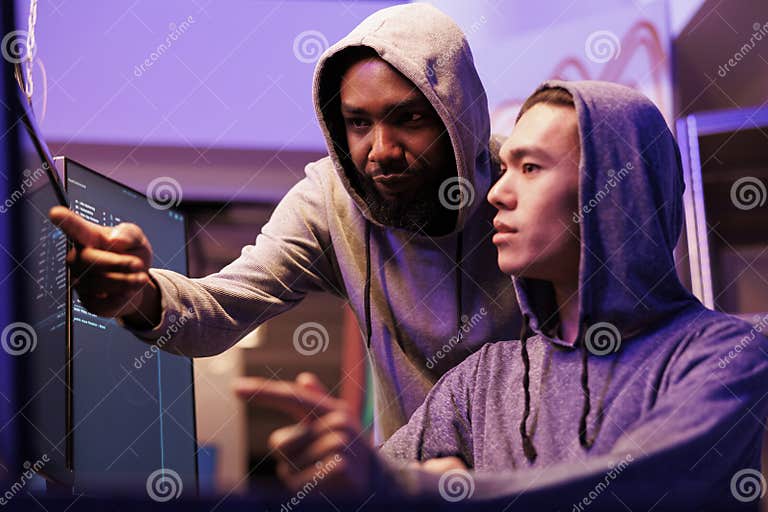 Hackers Checking Data, Breaking Server Stock Image - Image of check ...