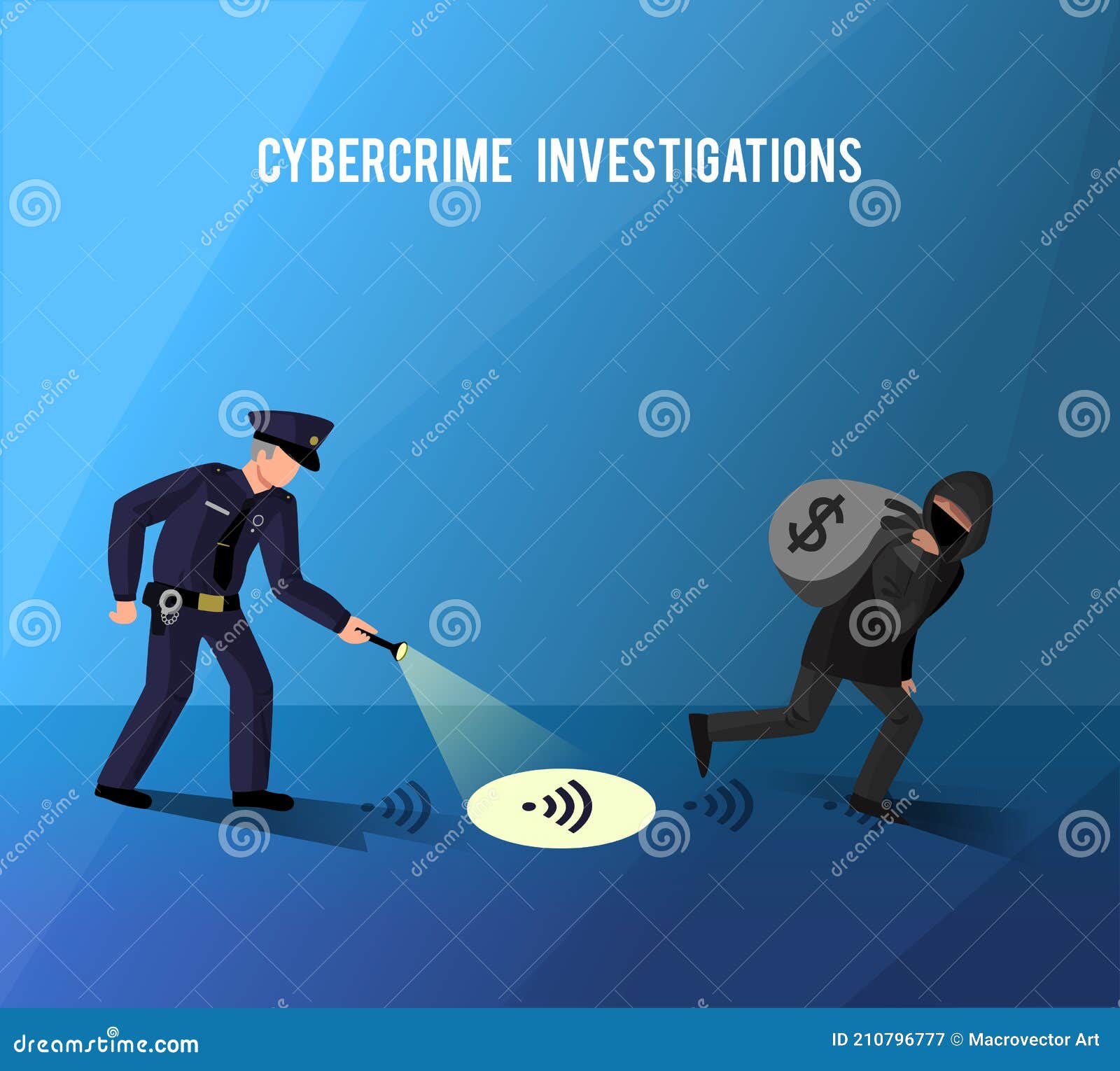 Hackers Cybercrime Prevention Investigation Flat Poster Stock Vector ...