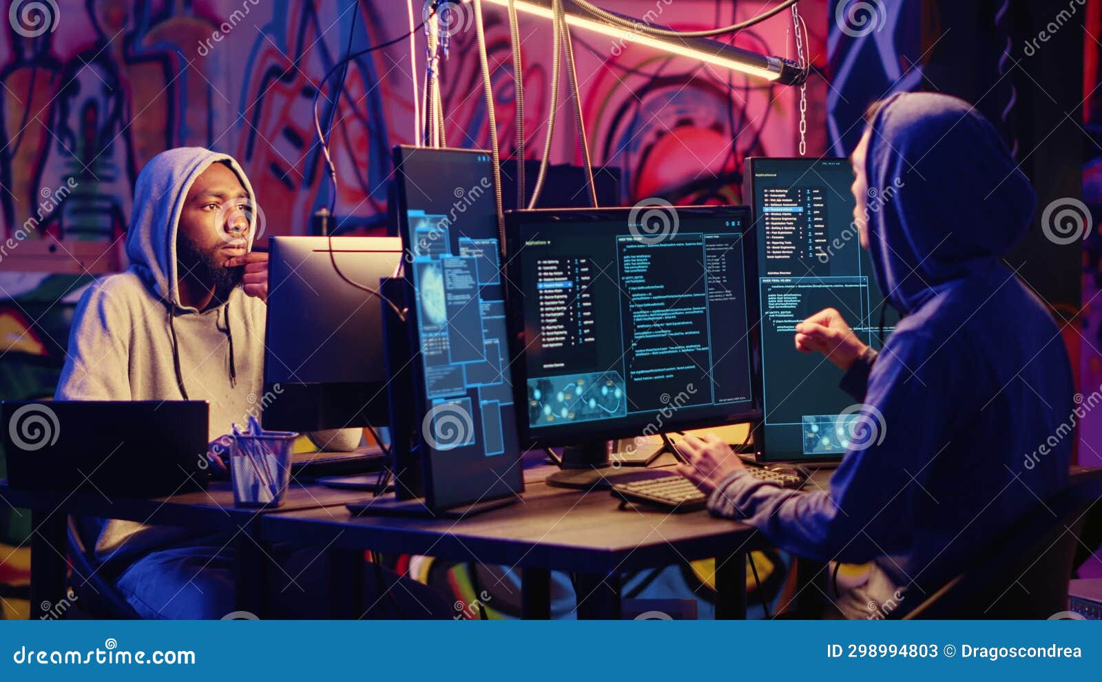 Hacker Devising Hacking Plan Together Stock Video - Video of virus ...