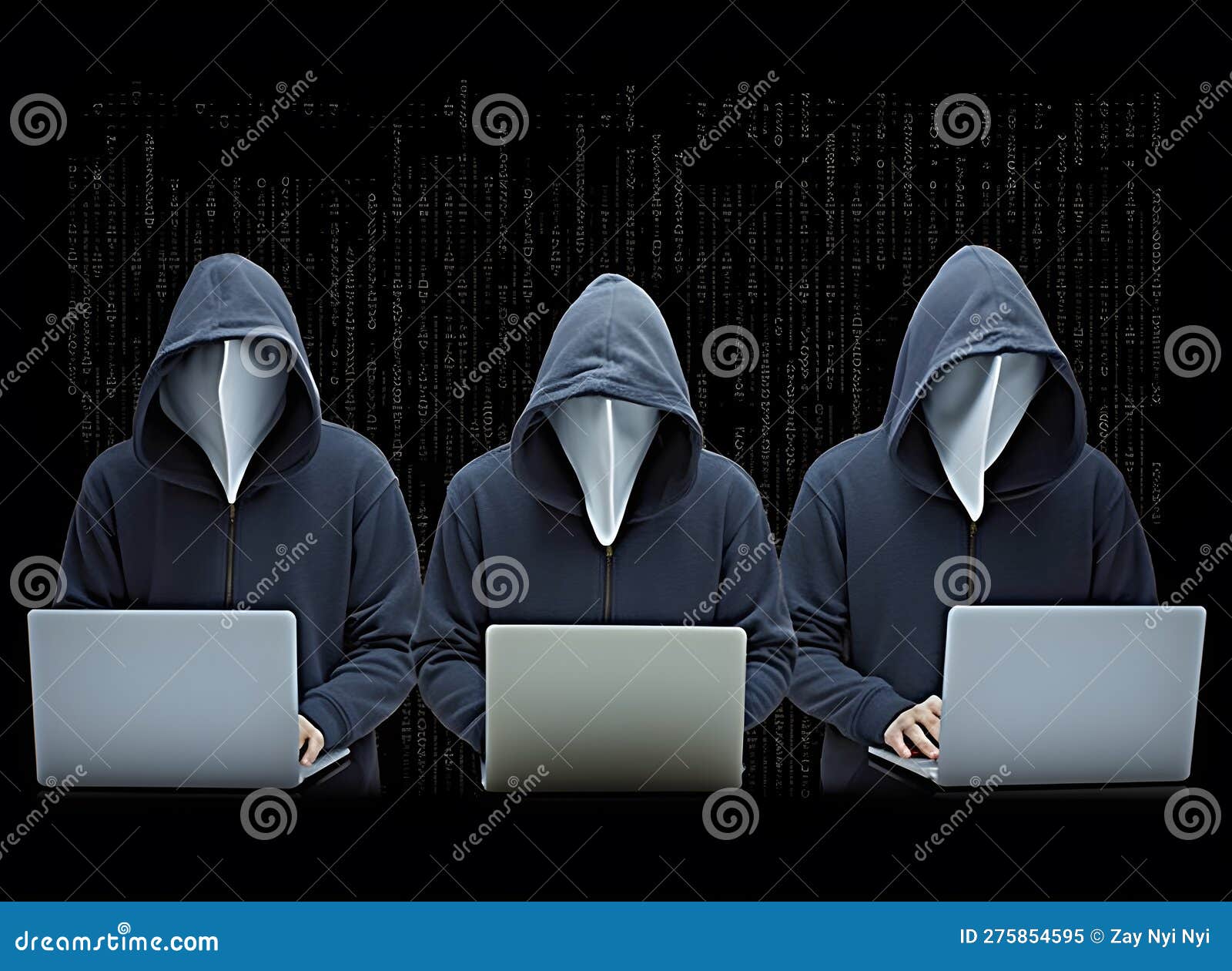 Hackers without Face. Concept of Hacker Group, Organization or ...