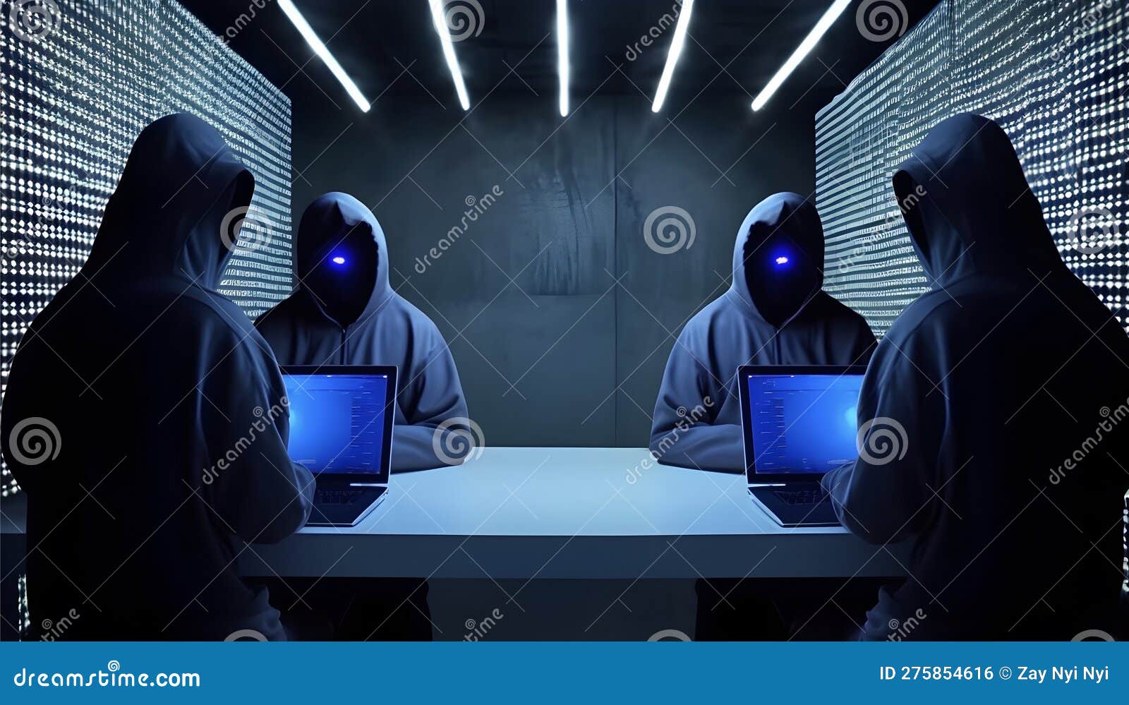 Hackers without Face. Concept of Hacker Group, Organization or ...