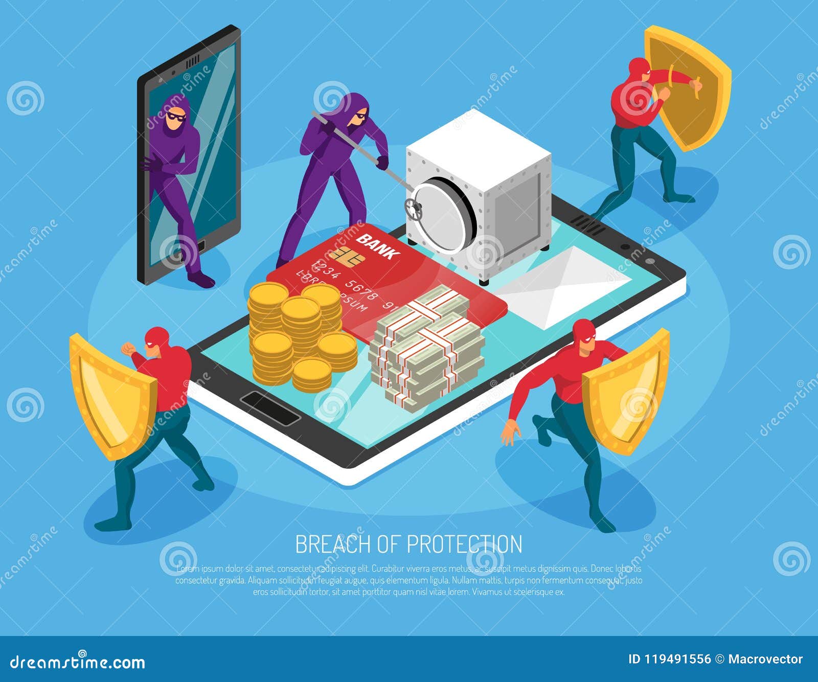 Hacker Horizontal Isometric Illustration Stock Vector - Illustration of ...