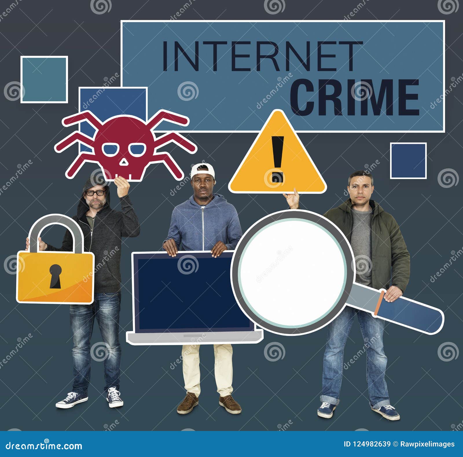 Hackers with Internet Crime Icons Stock Illustration - Illustration of ...