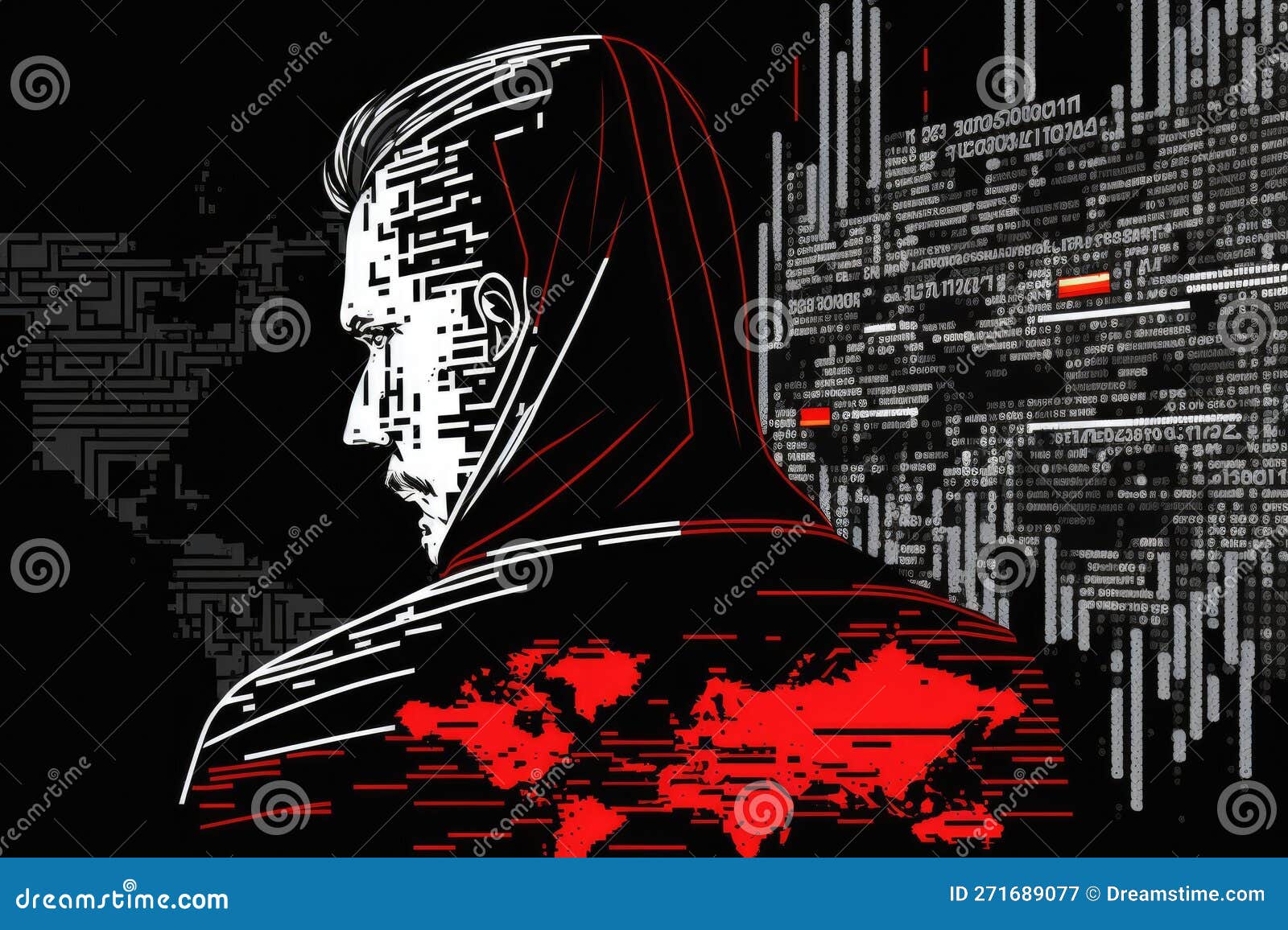 A Hackers Profile in Front of Some Code and a Russian Flag Stock ...