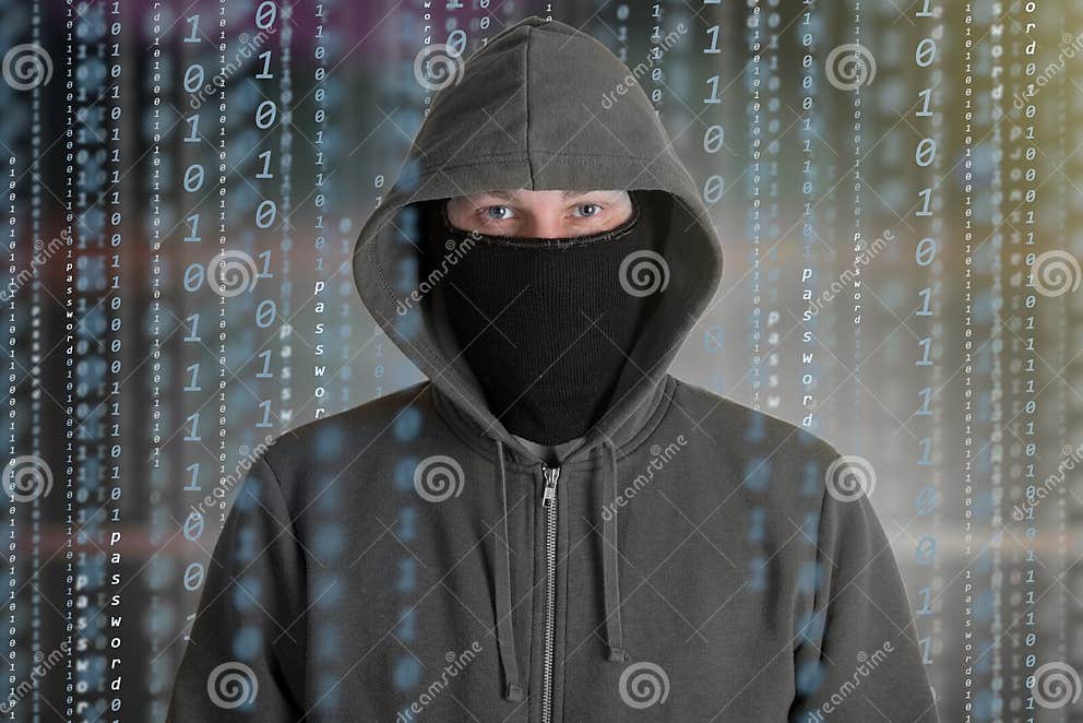 Hackers Programmer Look on Screen and Writes the Program Code Hack ...