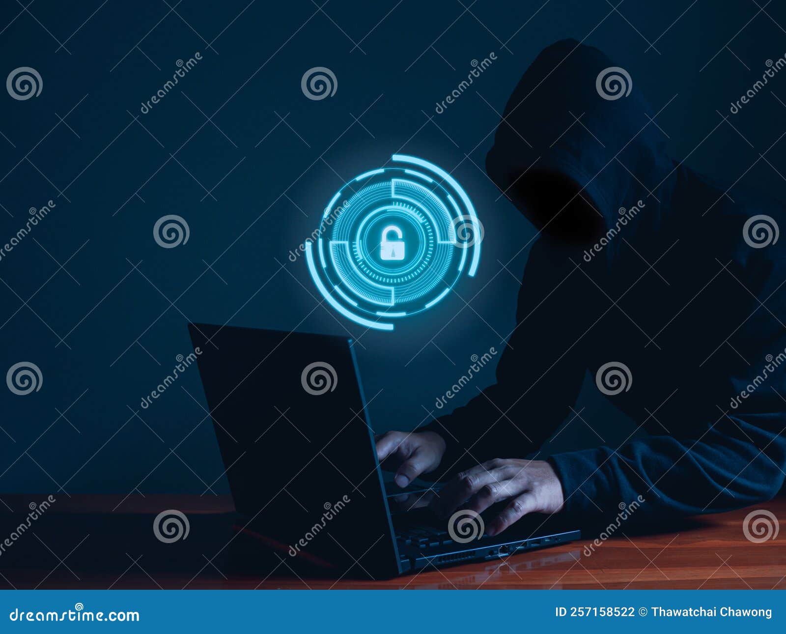 Hackers Work on Laptops in the Dark. the Concept of Information ...