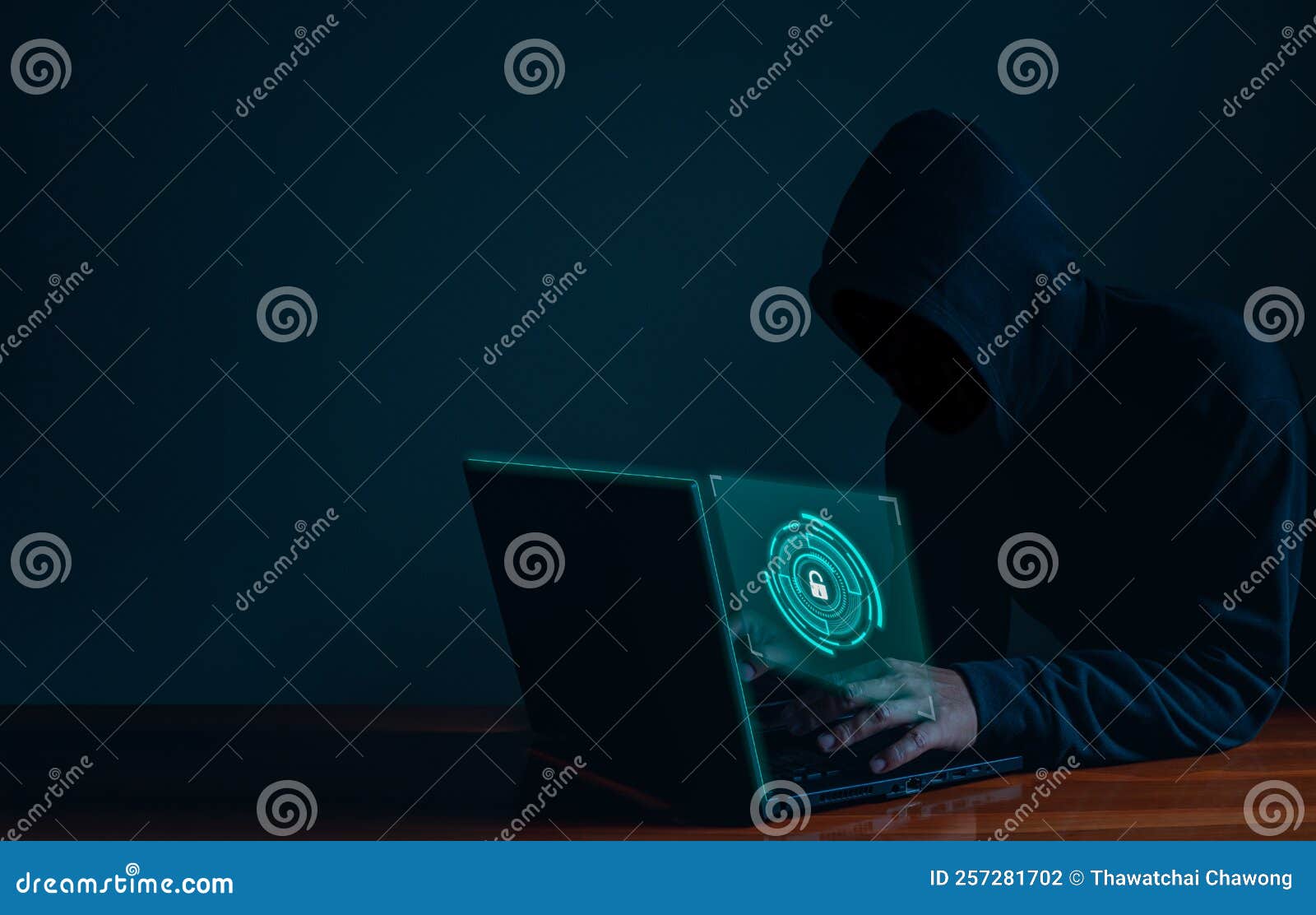 Hackers Work on Laptops in the Dark. the Concept of Information ...
