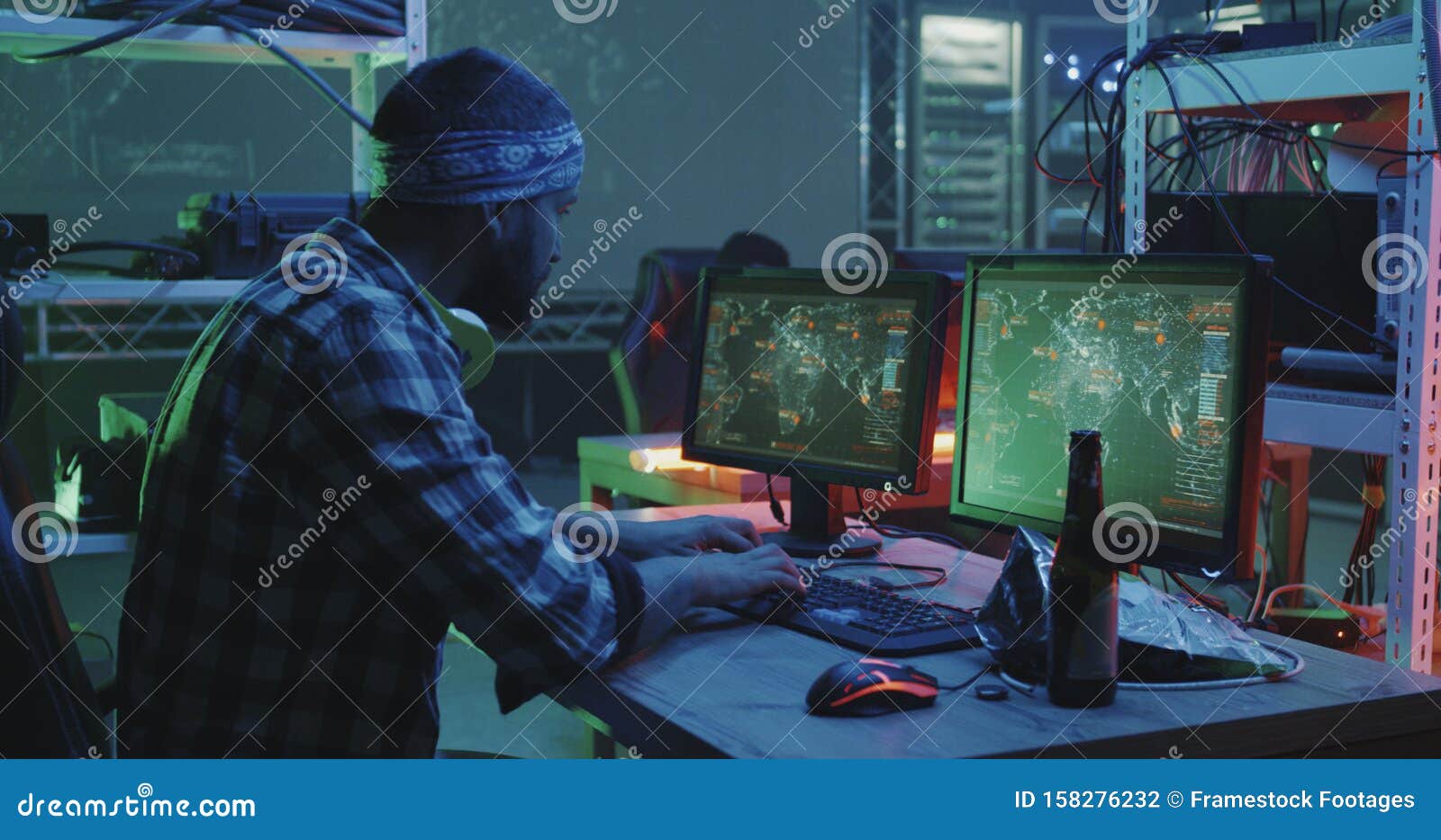 Hackers Working at Their Desks Stock Photo - Image of criminal ...