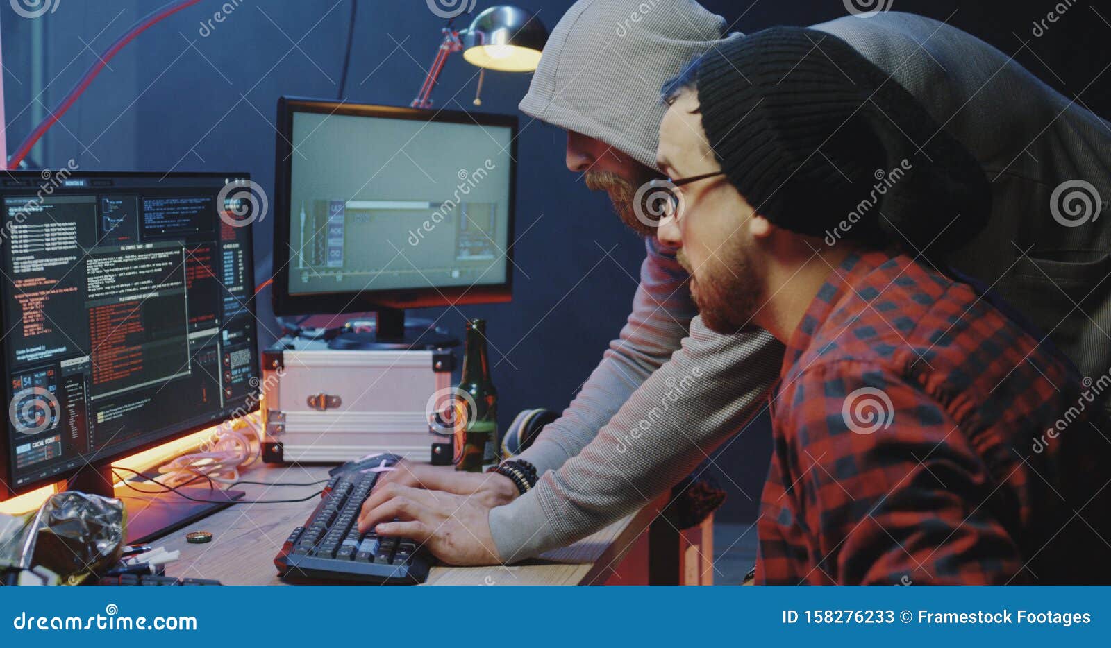 Hackers Working at Their Desks Stock Image - Image of sitting, security ...