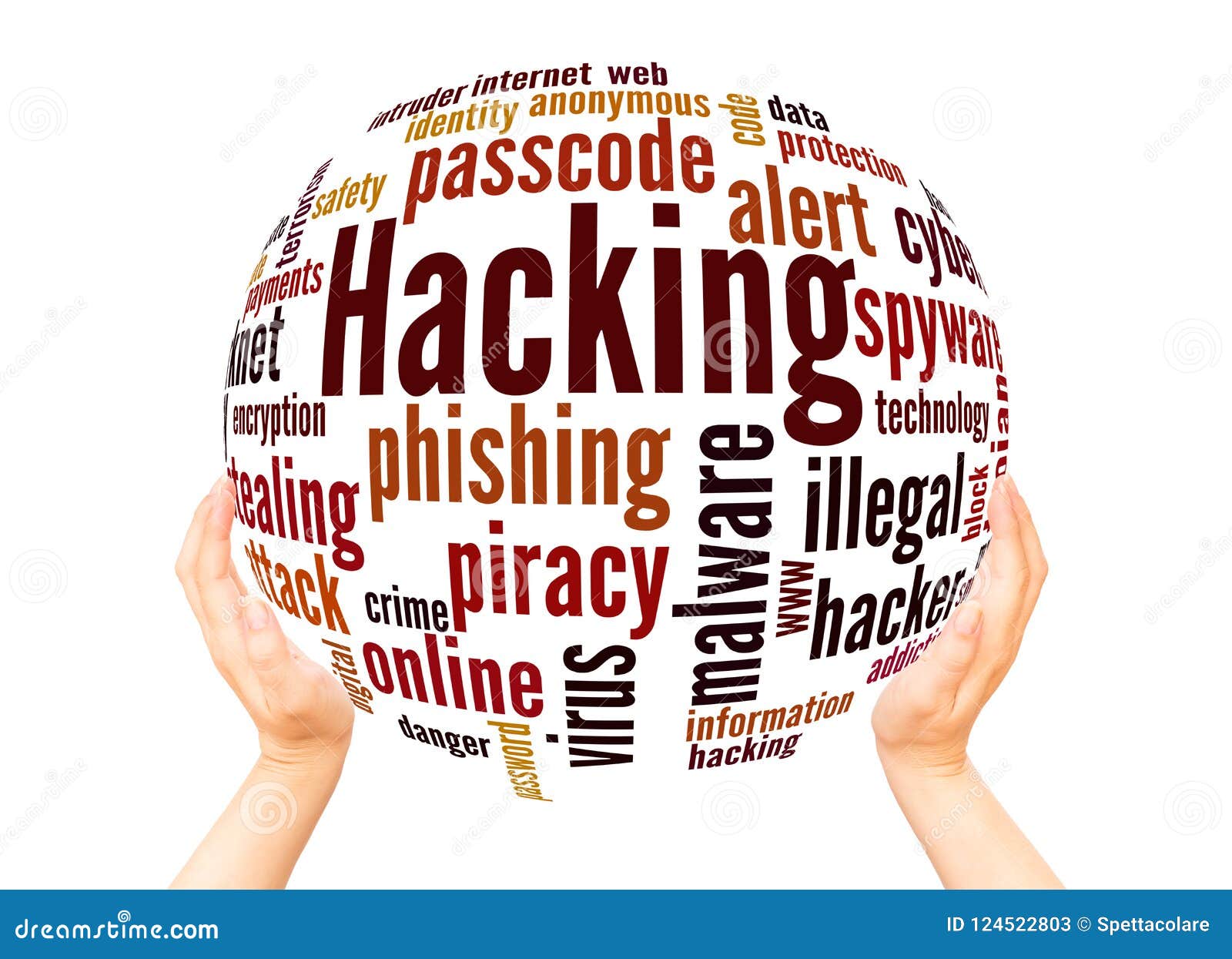 Hacking Alert Word Cloud Sphere Concept Stock Image - Image of digital ...