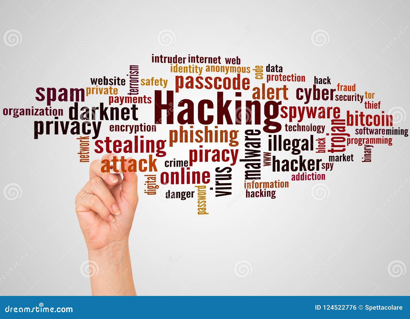 Hacking Alert Word and Hand with Marker Cloud Concept Stock Photo ...