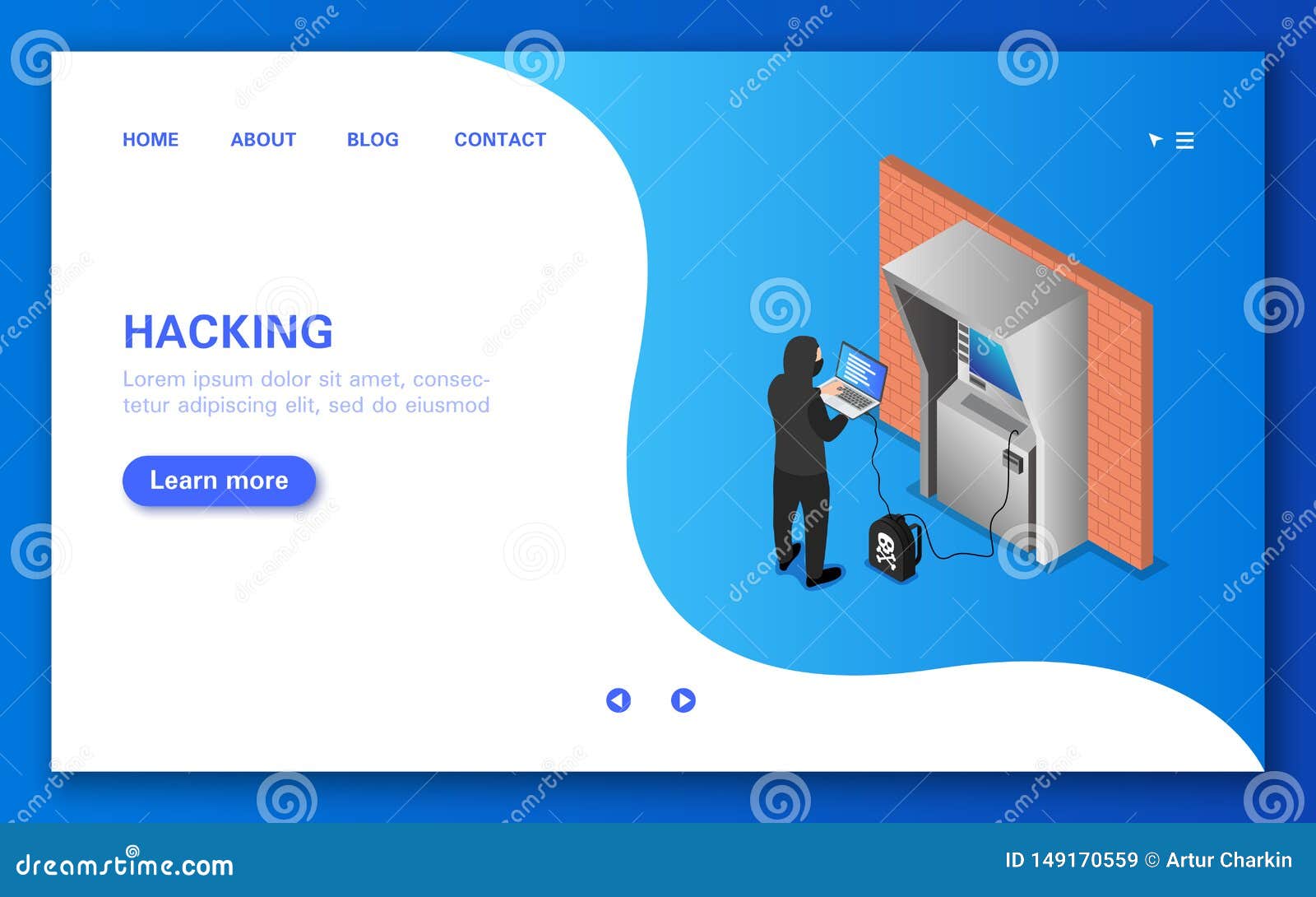 Hacking an ATM. Concept Banner in Flat Isometric View Stock Vector ...