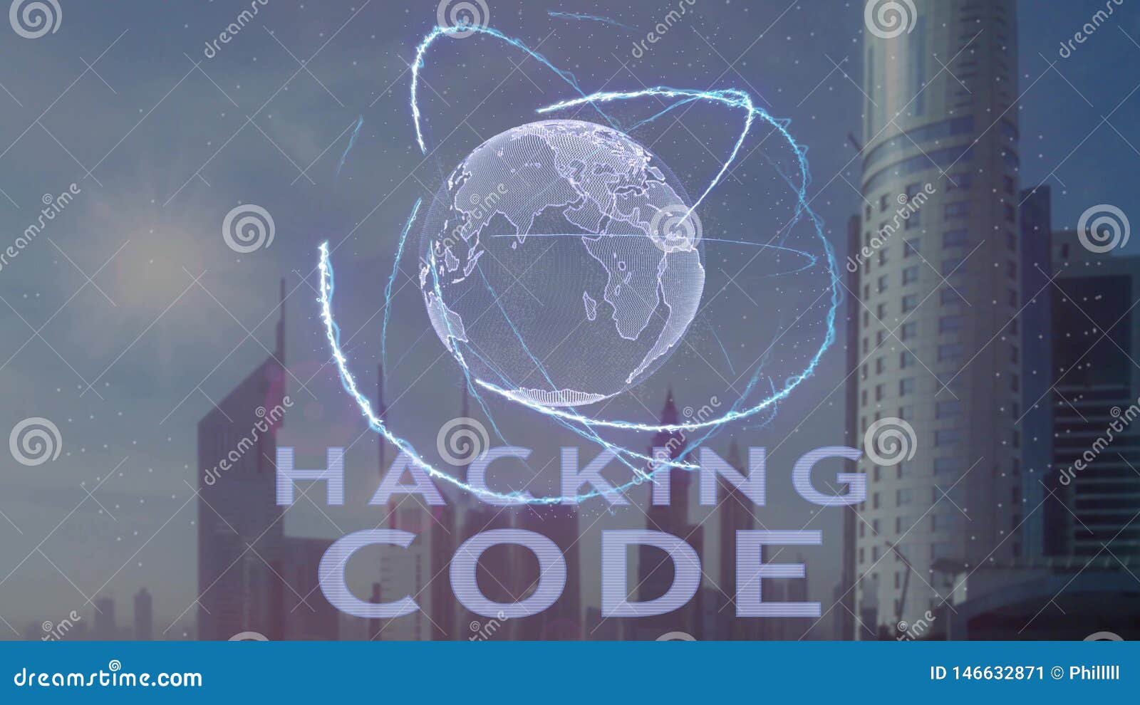 Hacking Code Text with 3d Hologram of the Planet Earth Against the ...