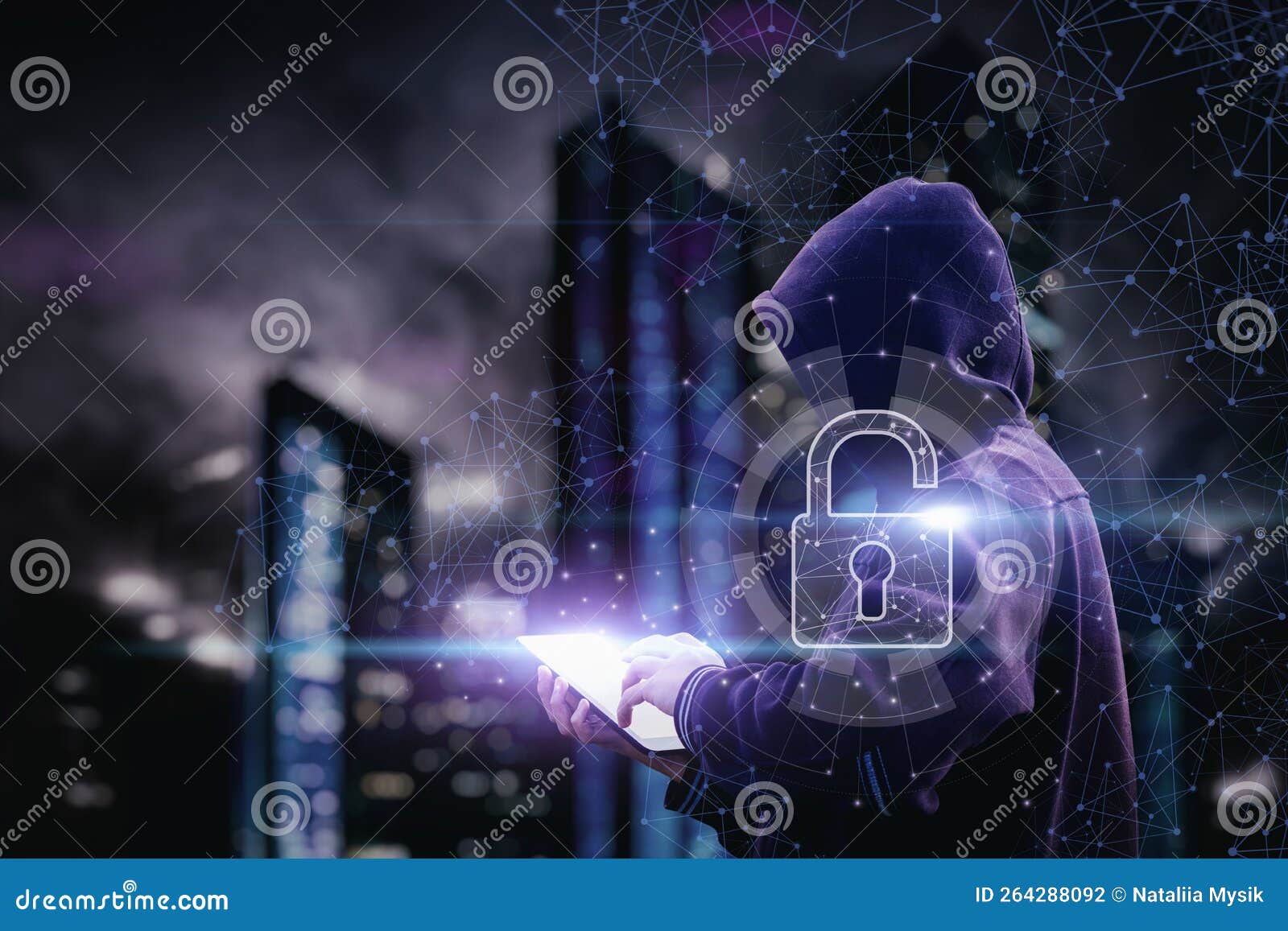 Hacking the Communication System in the City Network Stock Photo ...