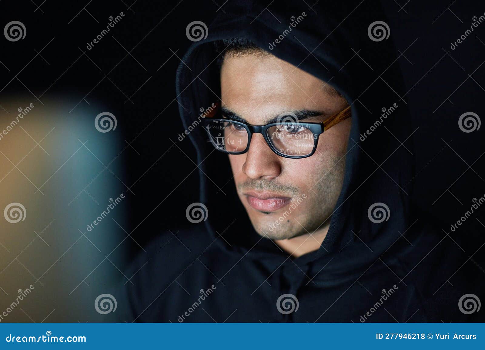 Hacking Computer And Hacker Man In Hoodie Programming Coding Software