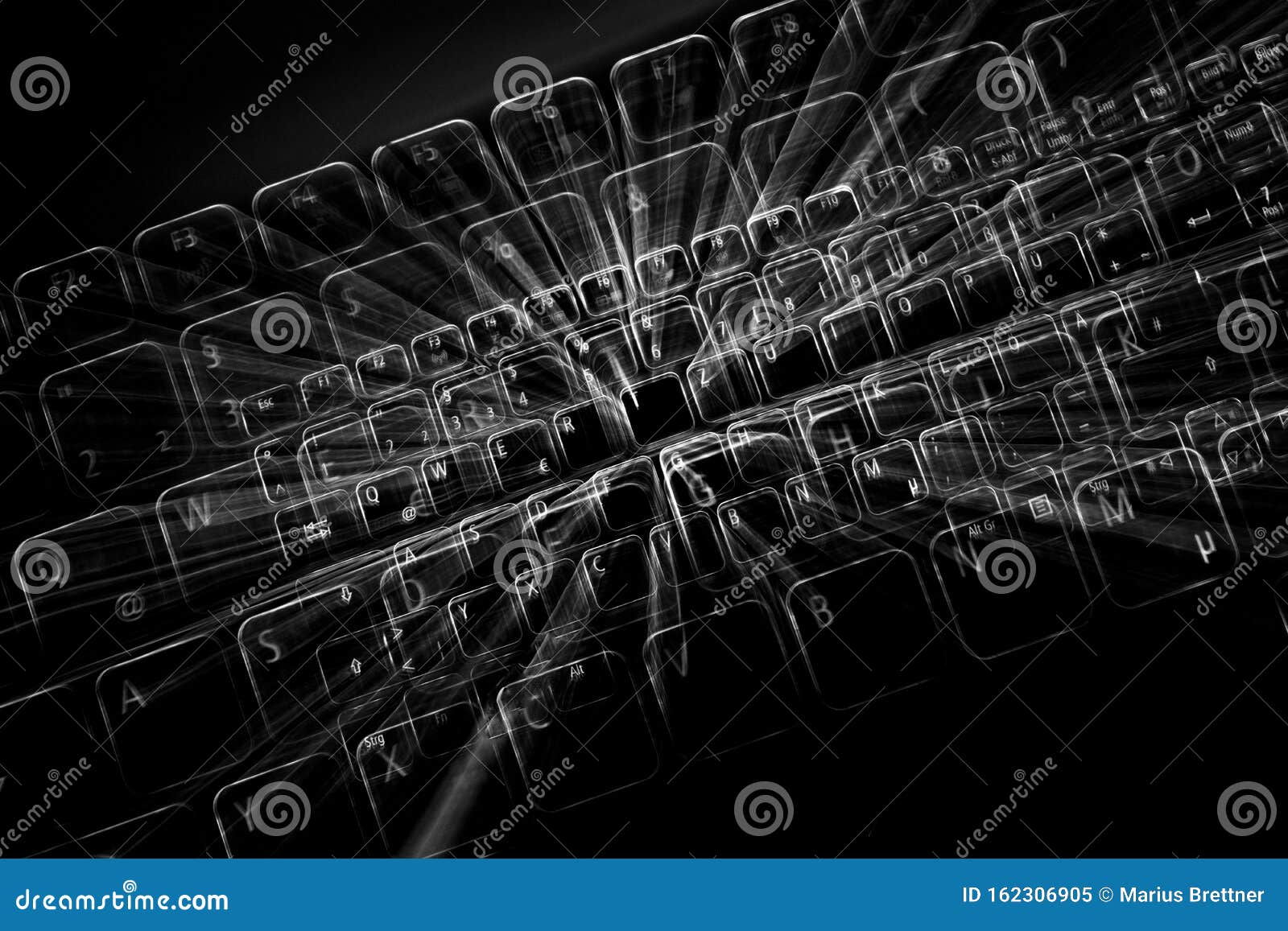 Hacking Computer Keyboard Black and White Cyber Stock Image - Image of ...
