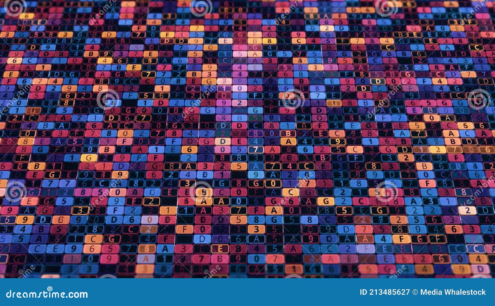 Hacking Computer System with Colorful Background. Animation. Lot of Digital Cells that Change ...