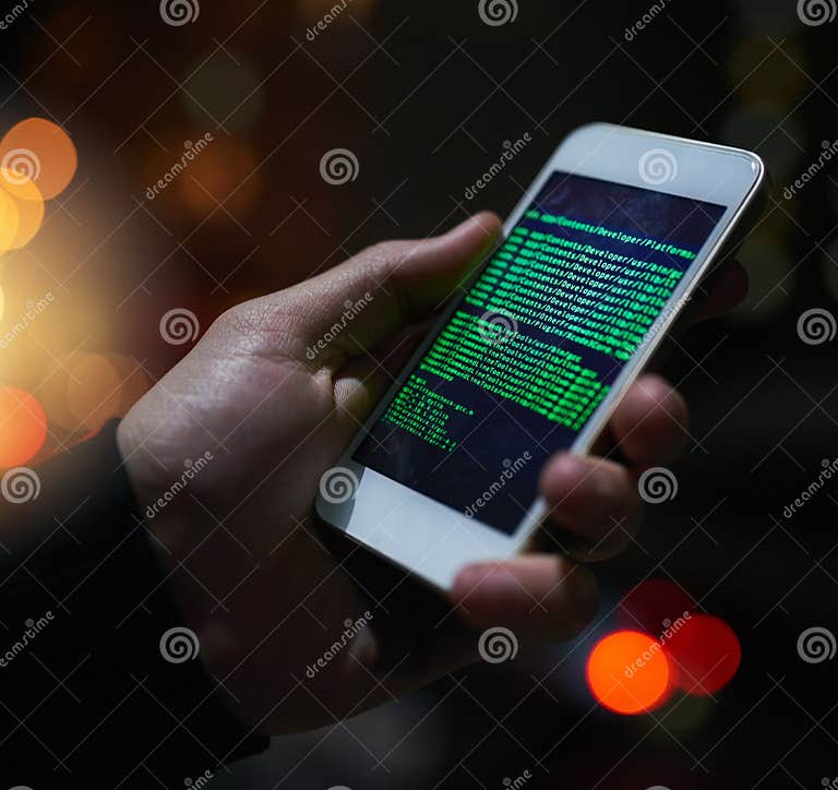 Hacking Computers is so Old School. an Unidentifiable Computer Hacker Using a Smartphone To Hack ...