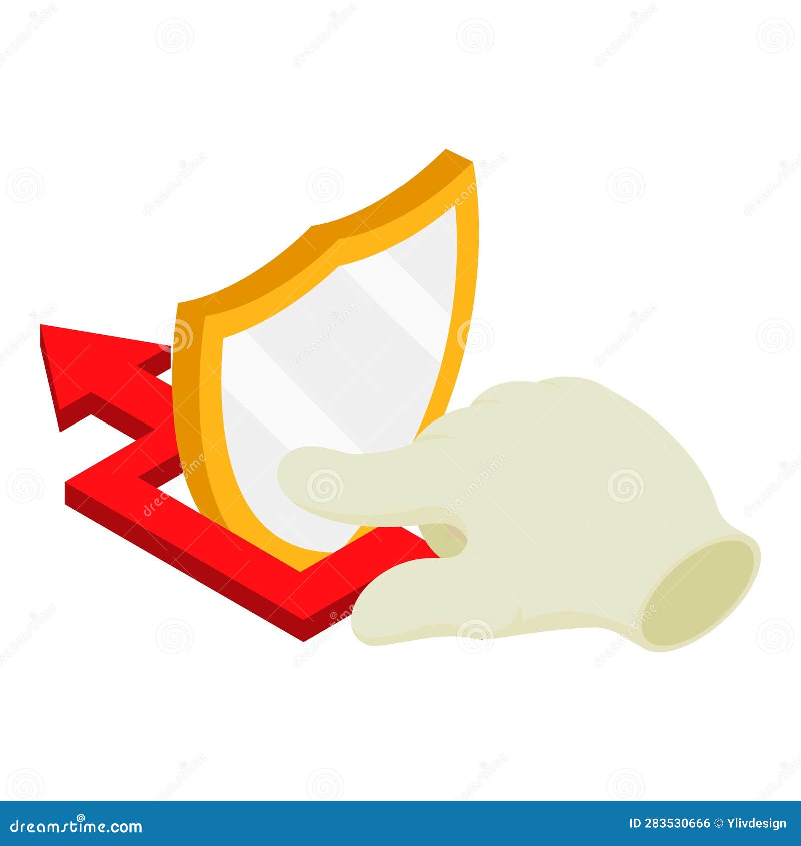 Hacking Concept Icon Isometric Vector. Arrow Bypassing Shield and ...