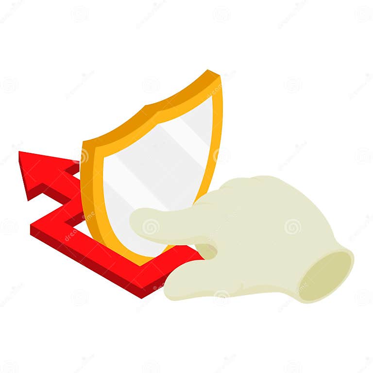 Hacking Concept Icon Isometric Vector. Arrow Bypassing Shield and ...