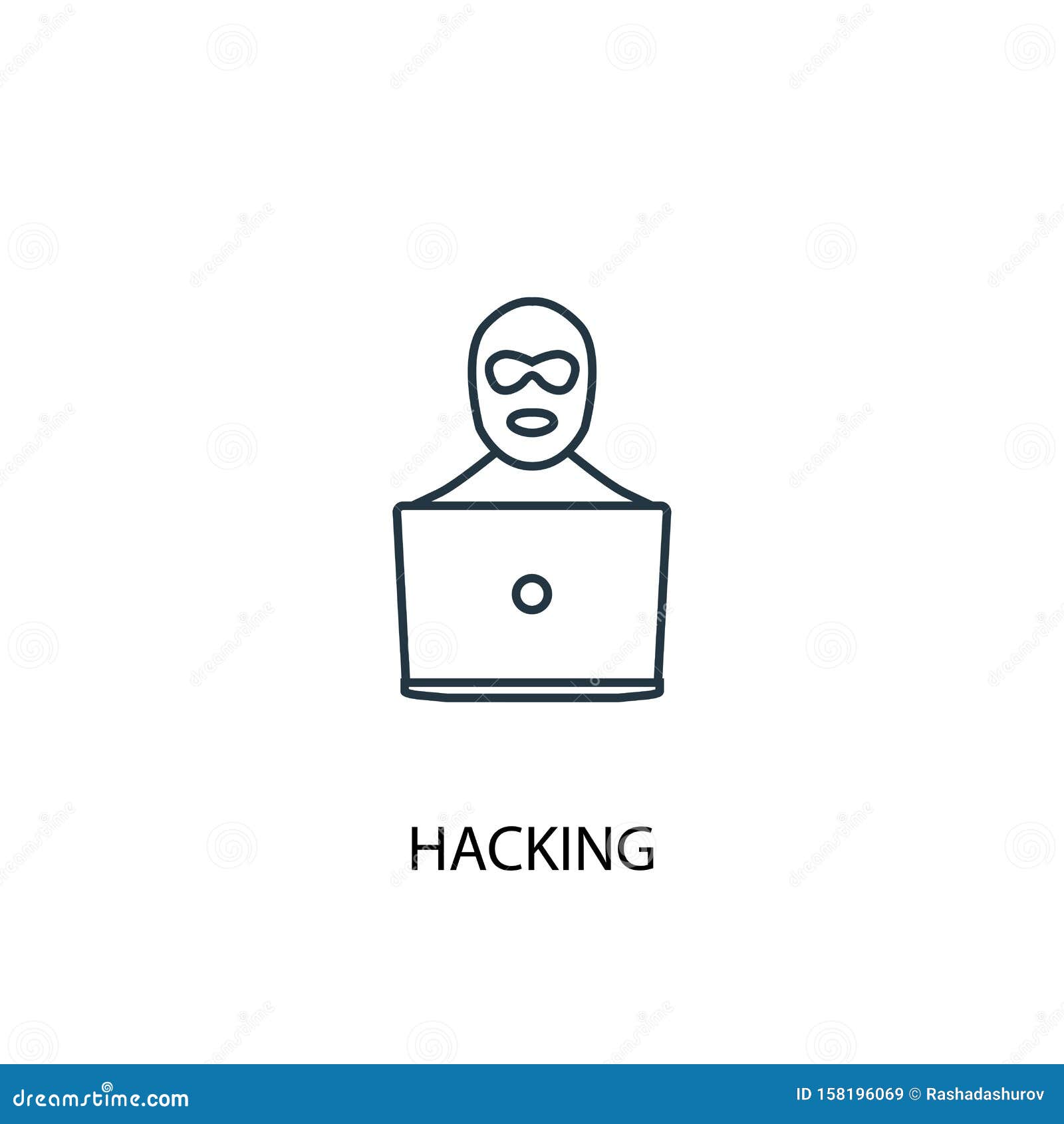 Hacking Concept Line Icon. Simple Stock Vector - Illustration of safe ...