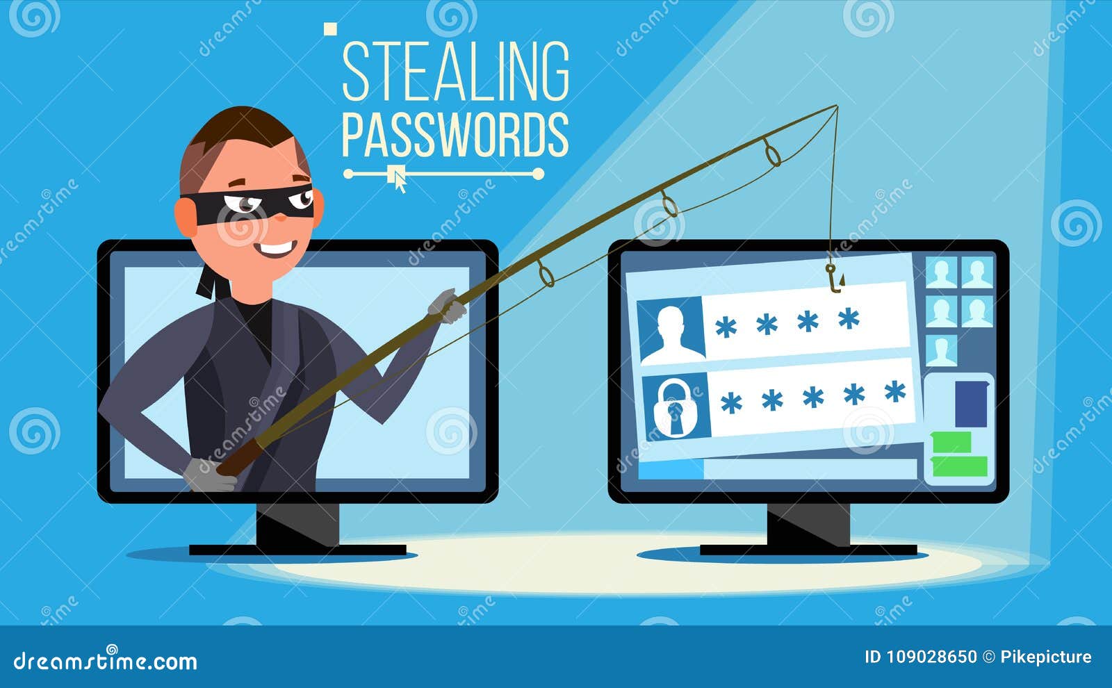 Hacking Concept Vector. Hacker Using Personal Computer Stealing Credit ...