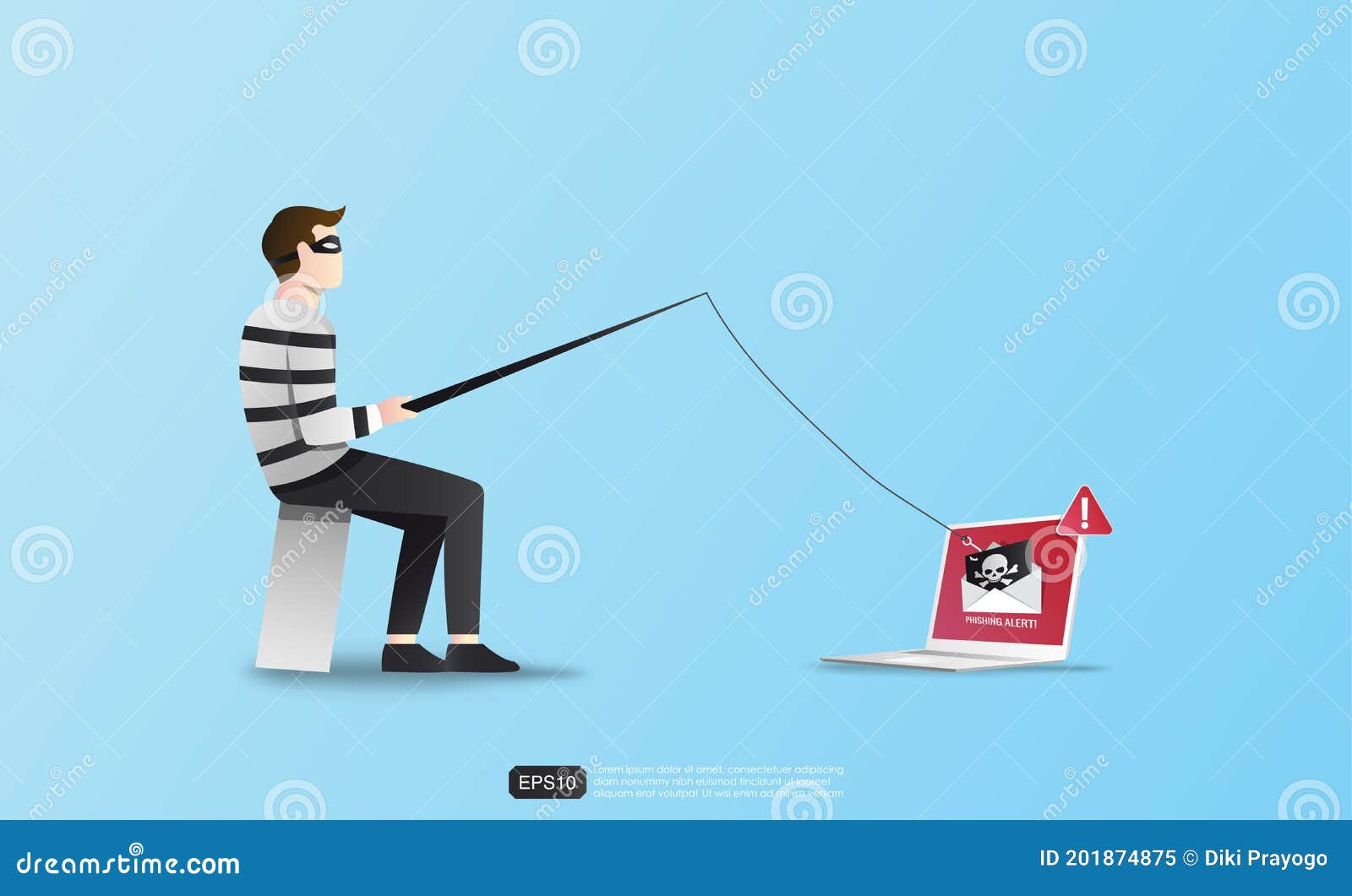 Hacking Concept With Warning Sign. Hacker Is Phishing Scam From Email ...