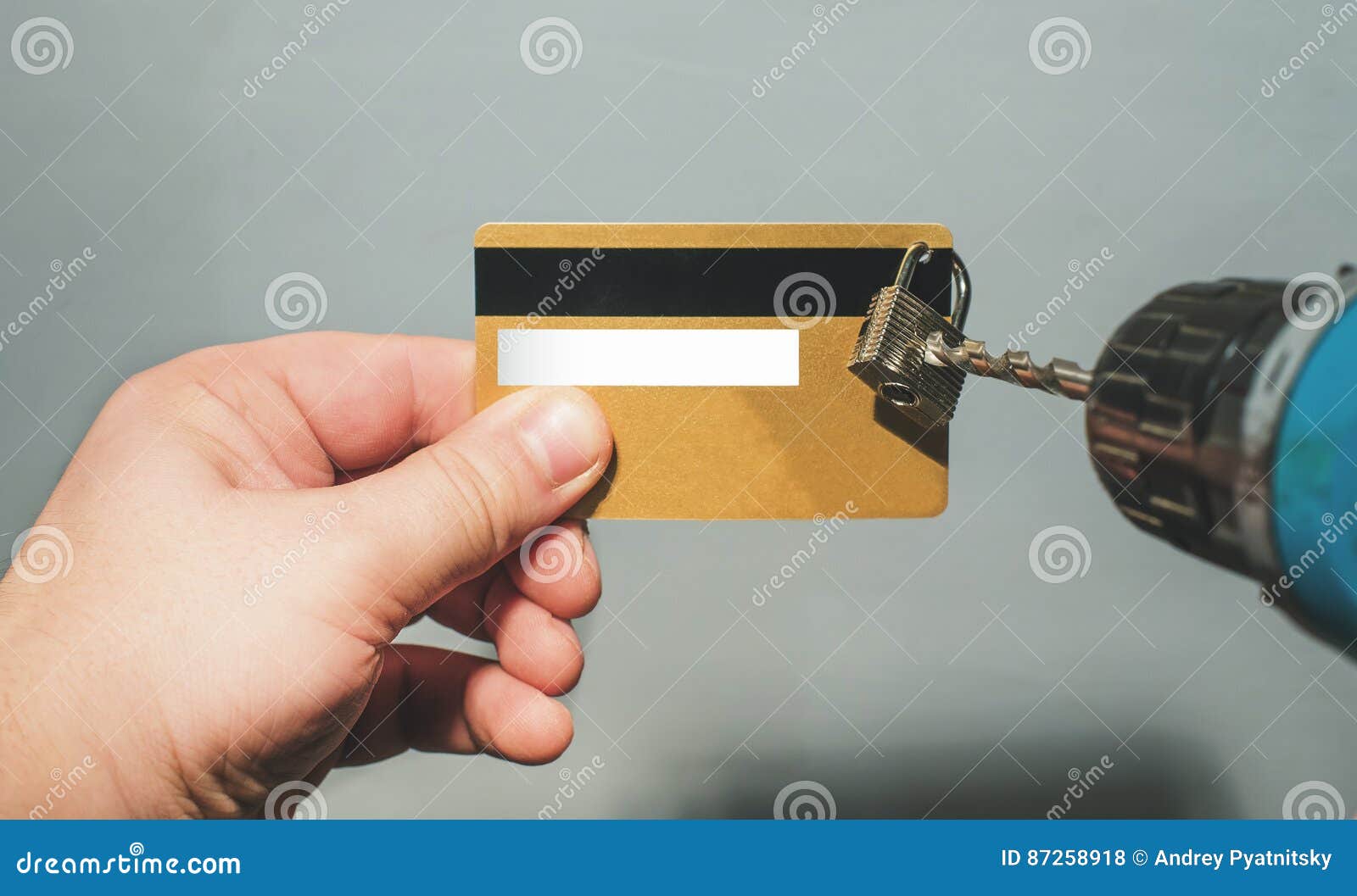 Hacking Credit Card Fraud Drills Padlock Stock Photo - Image of debit ...