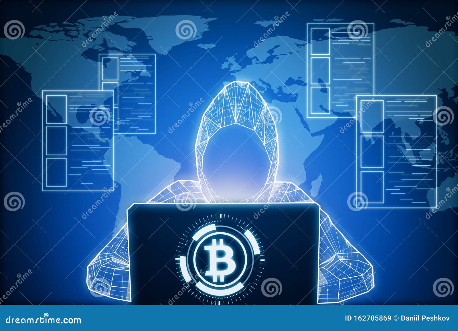 Hacking and Cryptocurrency Concept Stock Illustration - Illustration of ...