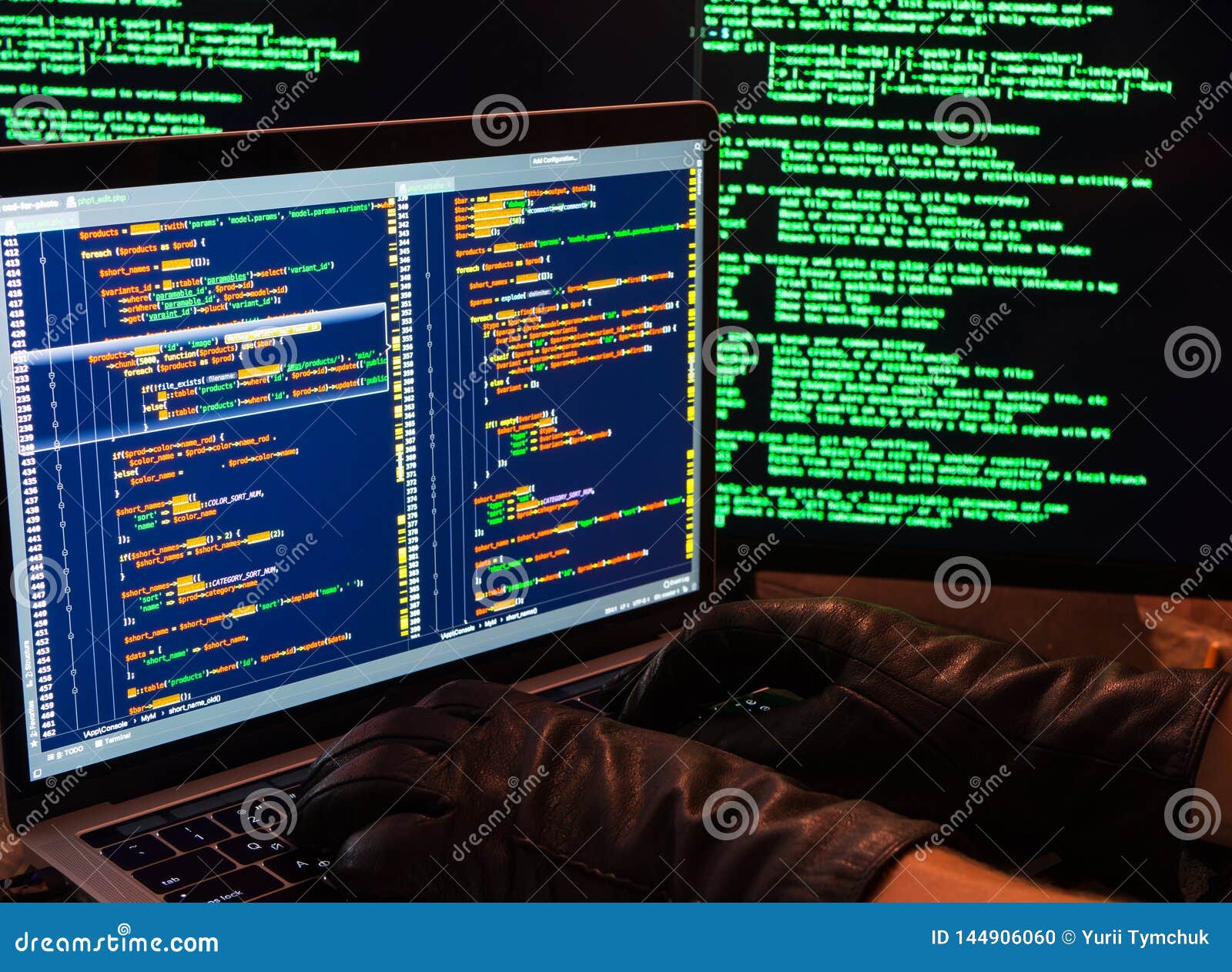 Hacking Of Database With Admin Access Side View Of Hacker Hands In 3102