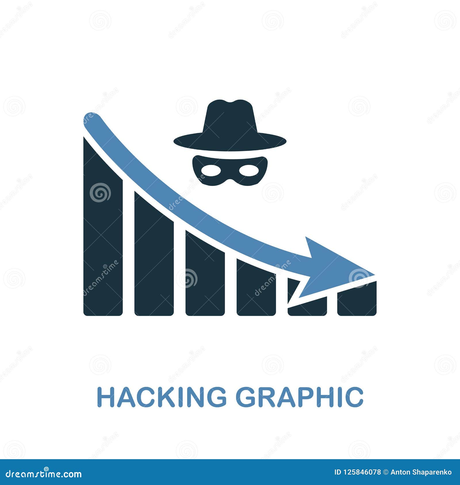Hacking Decrease Graphic Icon. Monochrome Style Design from Diagram Icon Collection. UI. Pixel ...