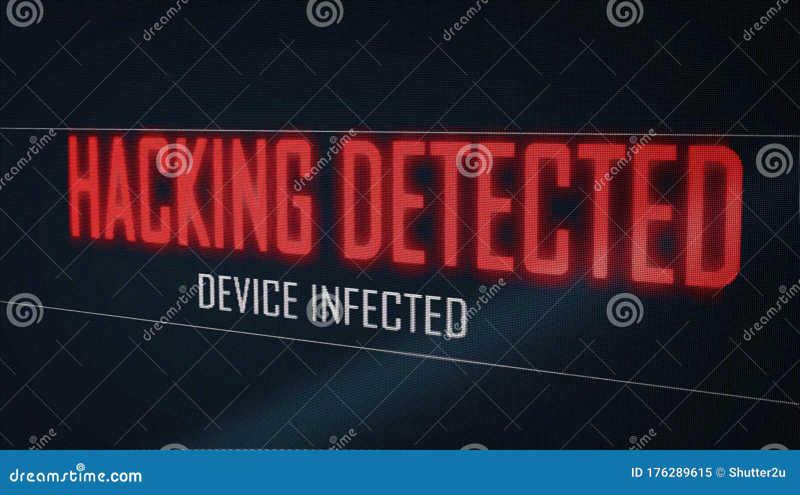 Hacking Detected Device Infected from Virus on Computer Screen Pixel ...
