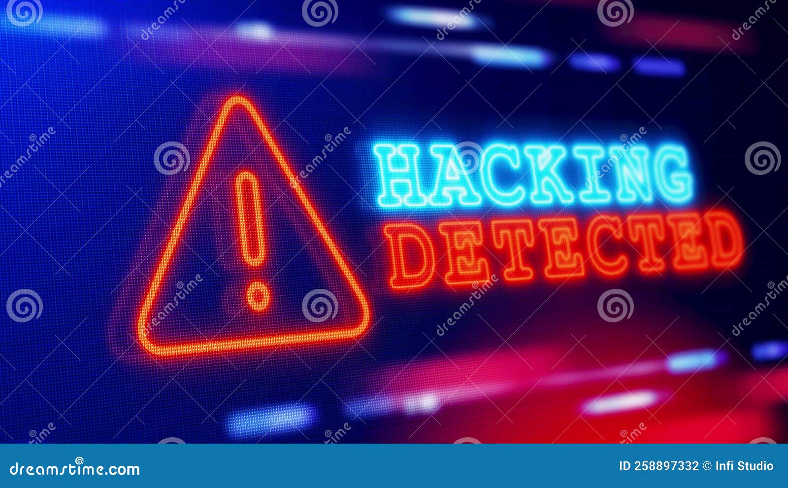 Hacking Detected Warning Alert Screen Loop Blinking Glitch Animation ...