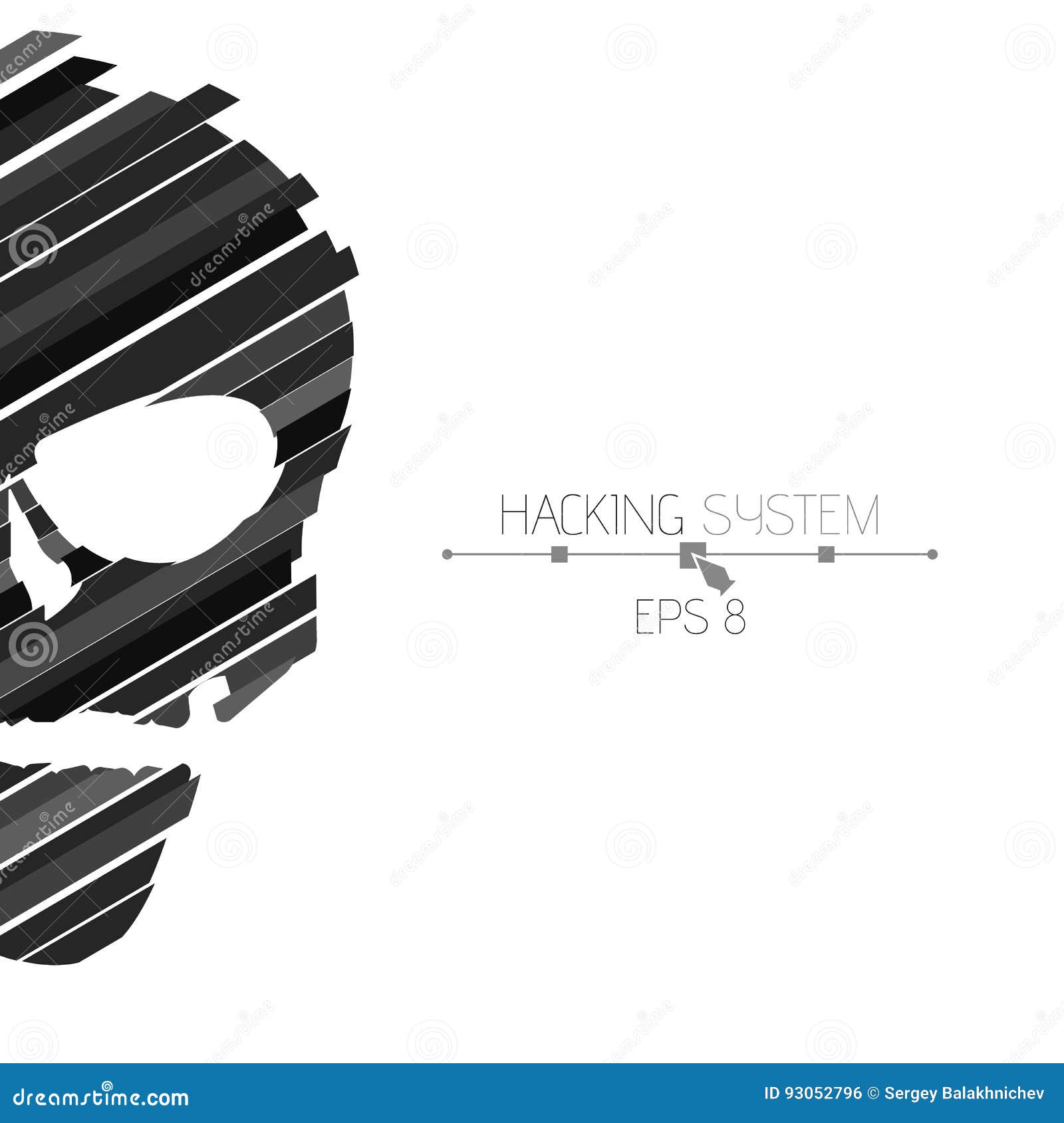 Hacking Hacking System. Skull Symbol On White Background. The Destroyed ...
